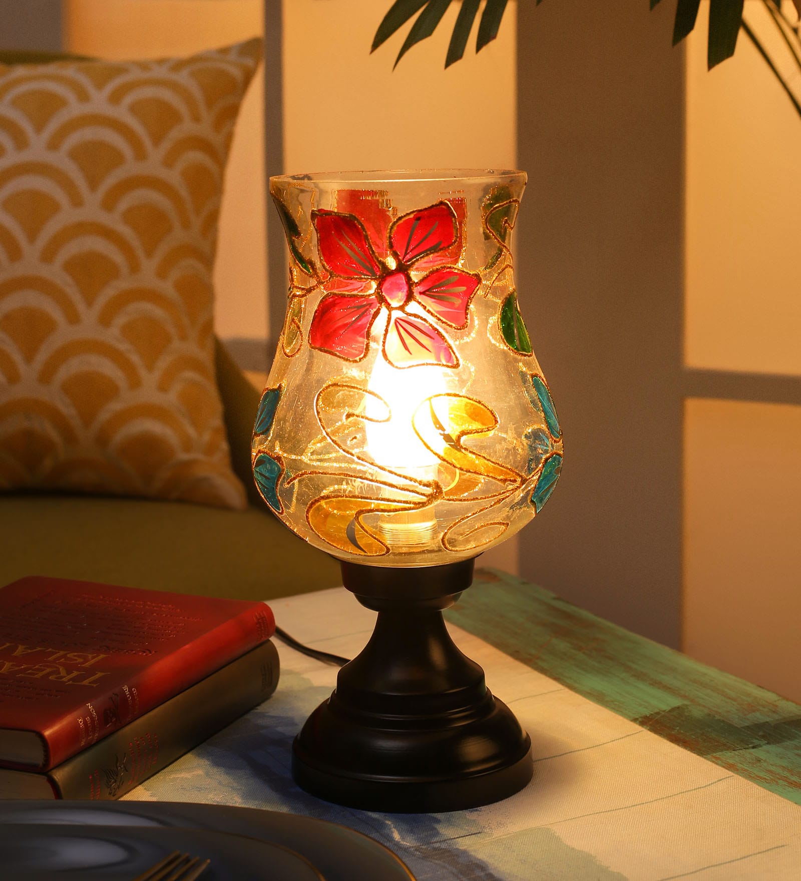 Buy Multicolour Glass Table Lamp at 58% OFF by New Era | Pepperfry