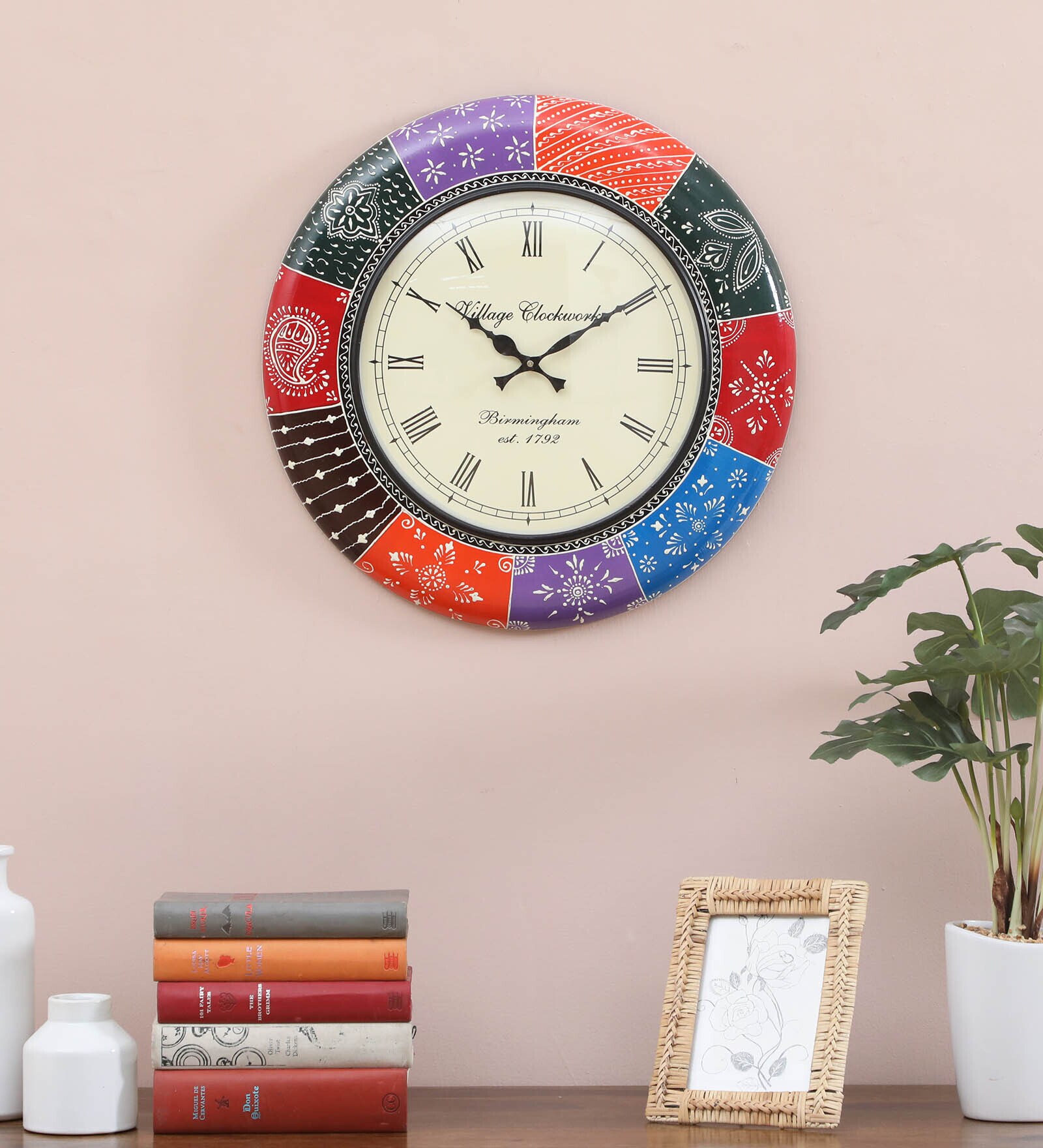 Buy Multicolour Hand Painted Wall Clock-By Padmavati Art Creations at ...