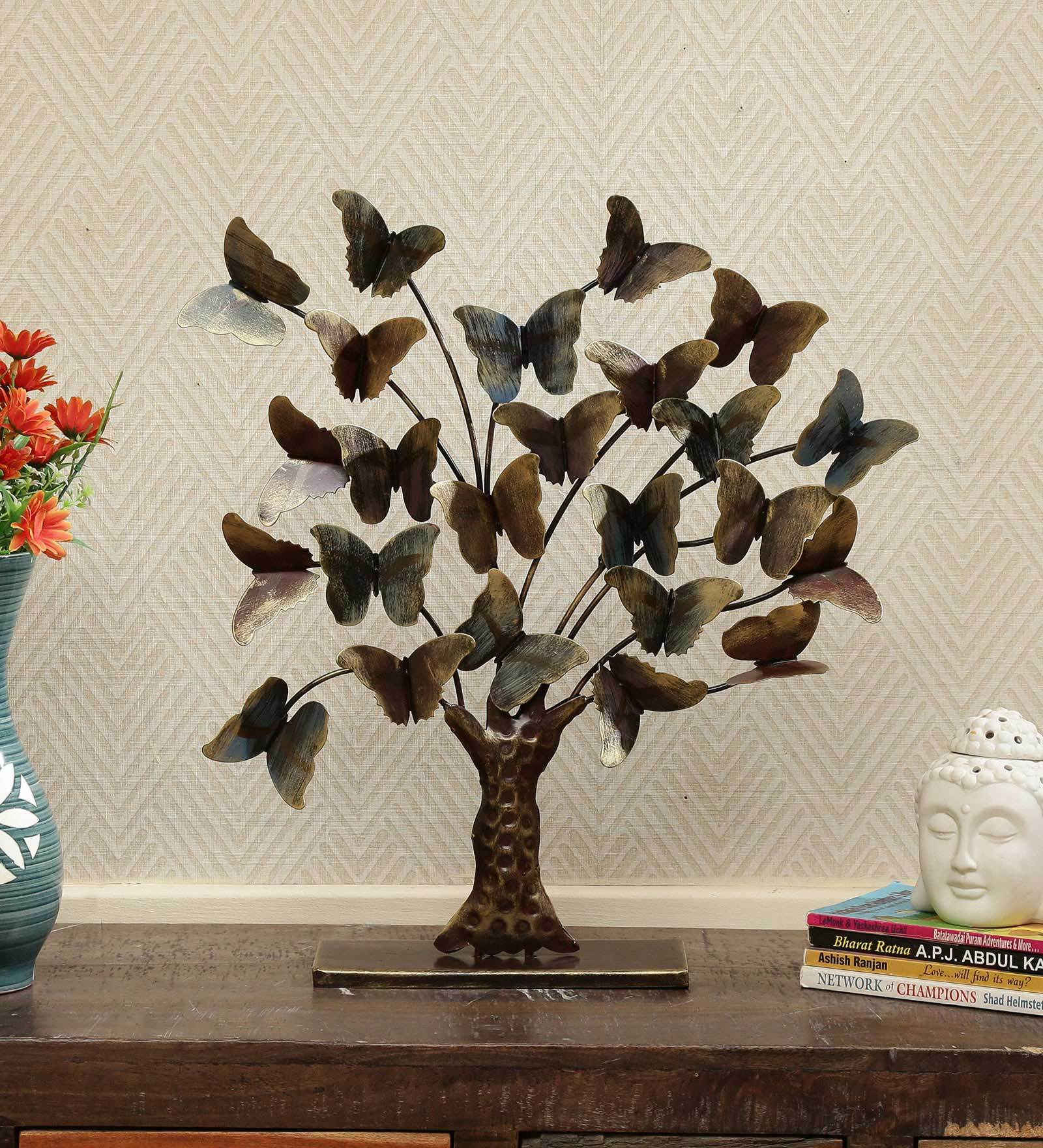 Buy Multicolour Iron Paddy Butterflies Tree Bird Figurine by Vedas at ...
