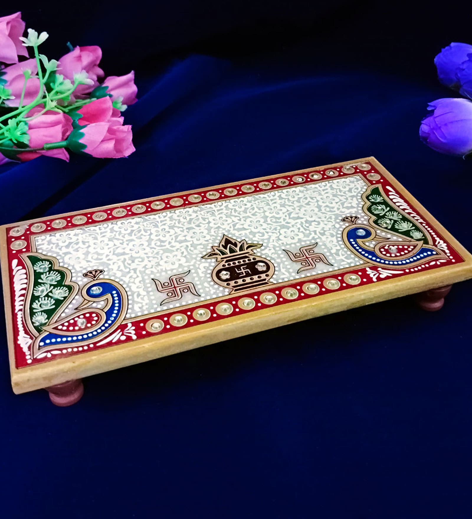 Buy Rectangular Multicolour Marble Chowki at 24% OFF by Handicraft ...