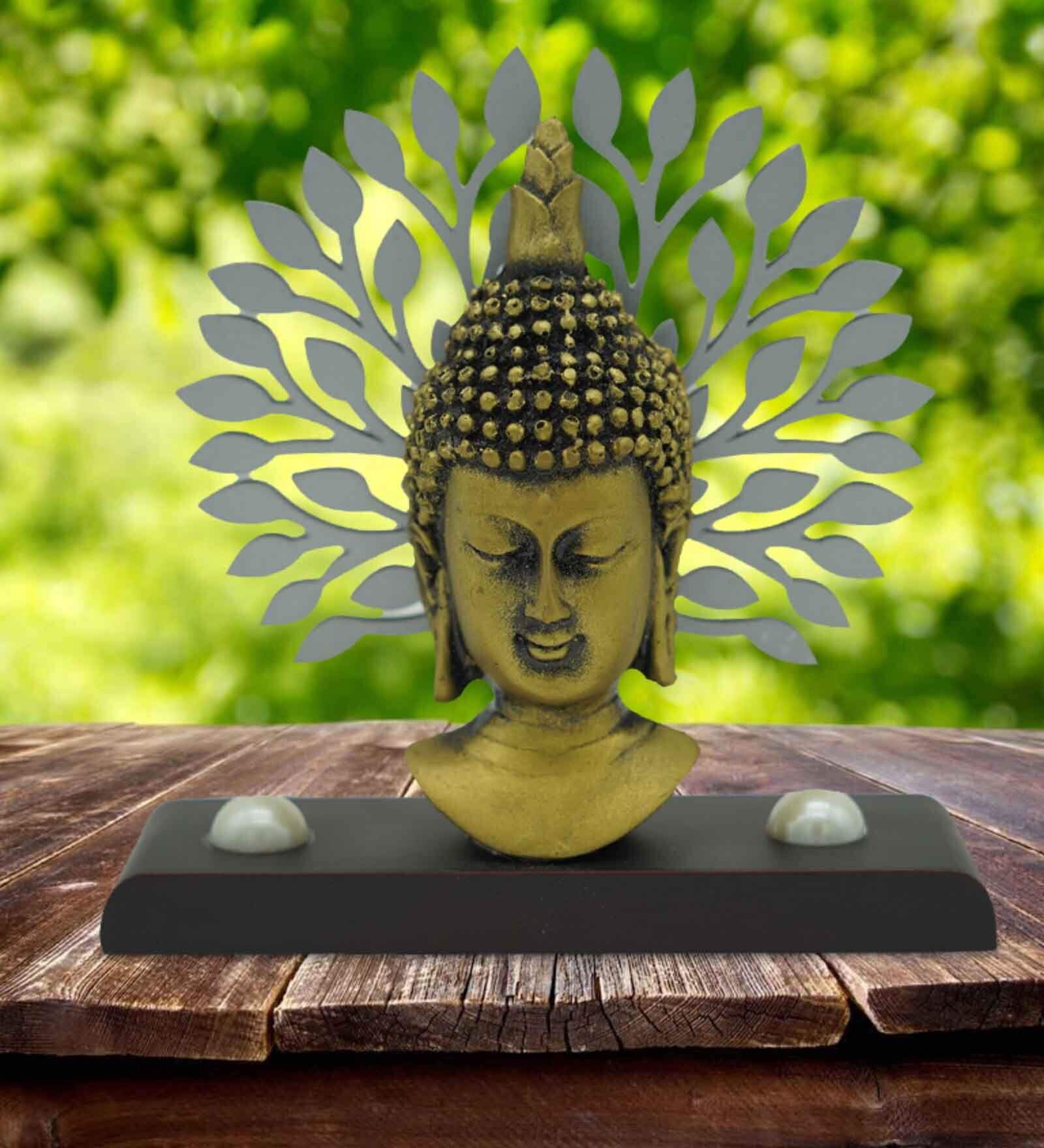 Buy Multicolour Marble Handpainted Buddha Taj Idol Under a Tree by ...