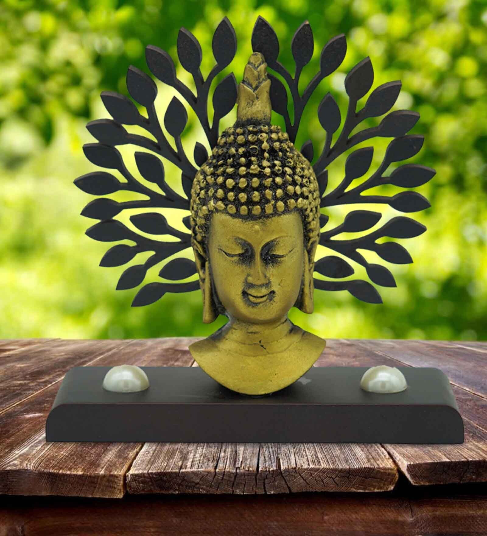 Buy Multicolour Marble Handpainted Buddha Taj Idol Under a Tree by ...