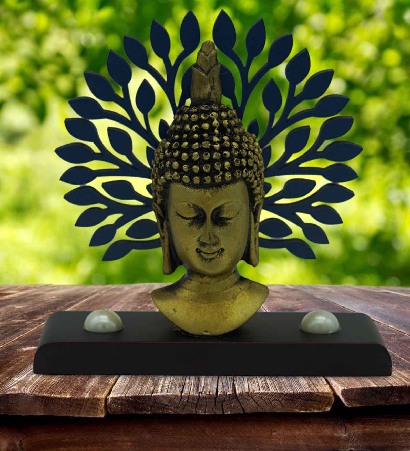 Buy Multicolour Marble Handpainted Buddha Taj Idol Under a Tree by ...