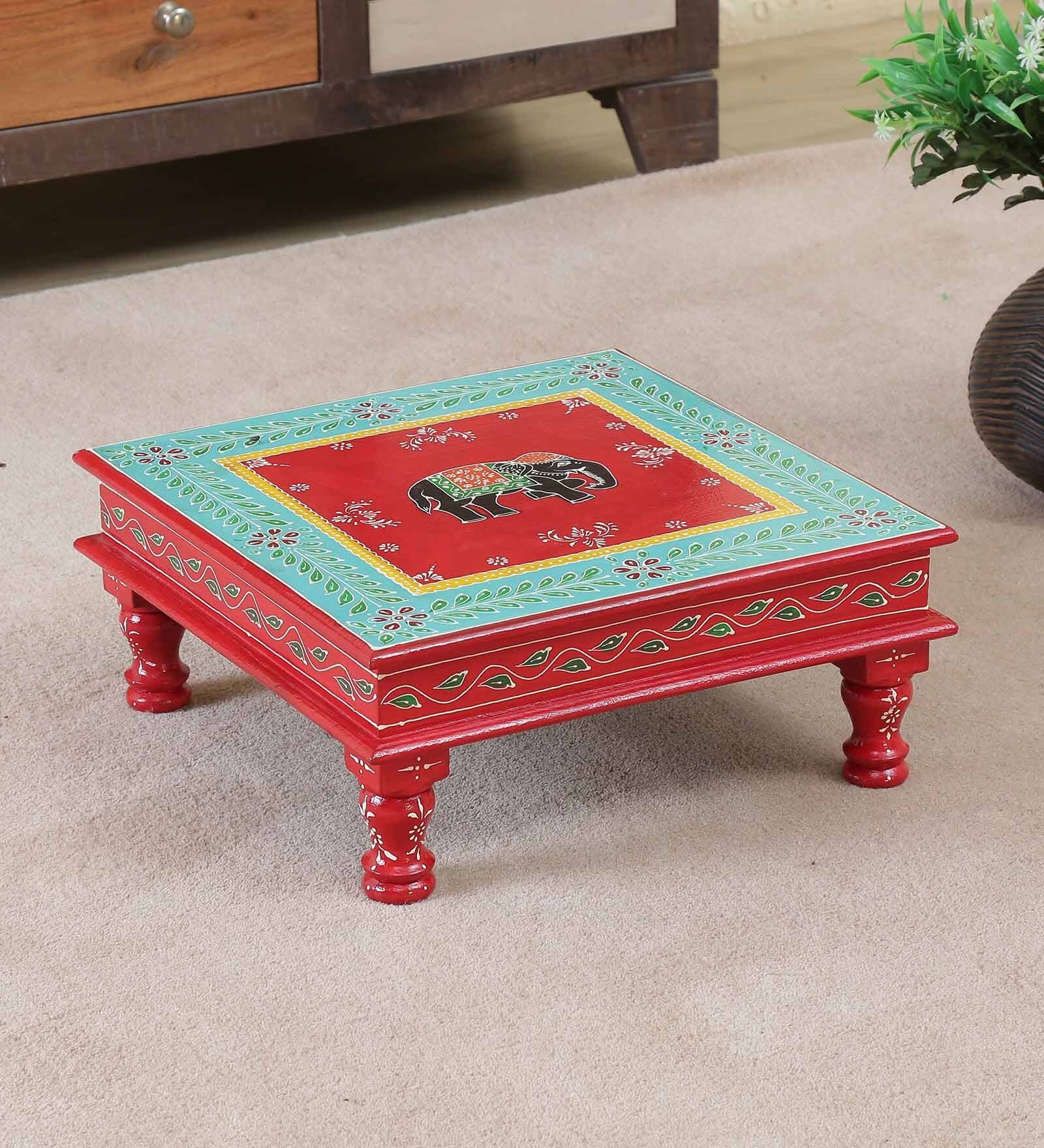Buy Multicolour MDF & Mango Wood Embossed Chowki by Godeccor at 25% OFF ...