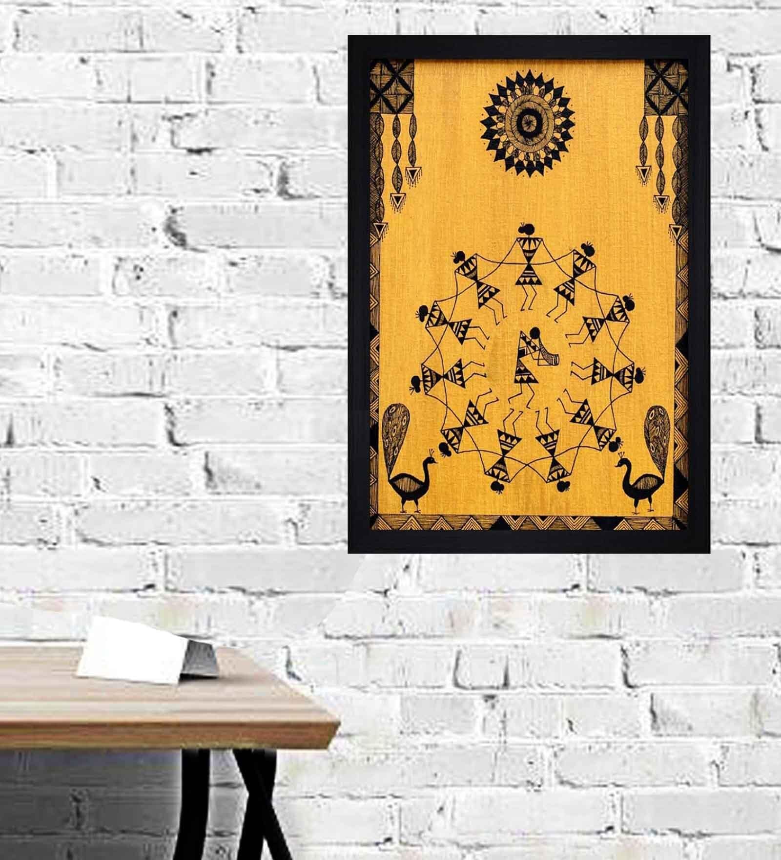 Buy Tribal Yellow MDF Warli Art at 21% OFF by Chaque Decor | Pepperfry