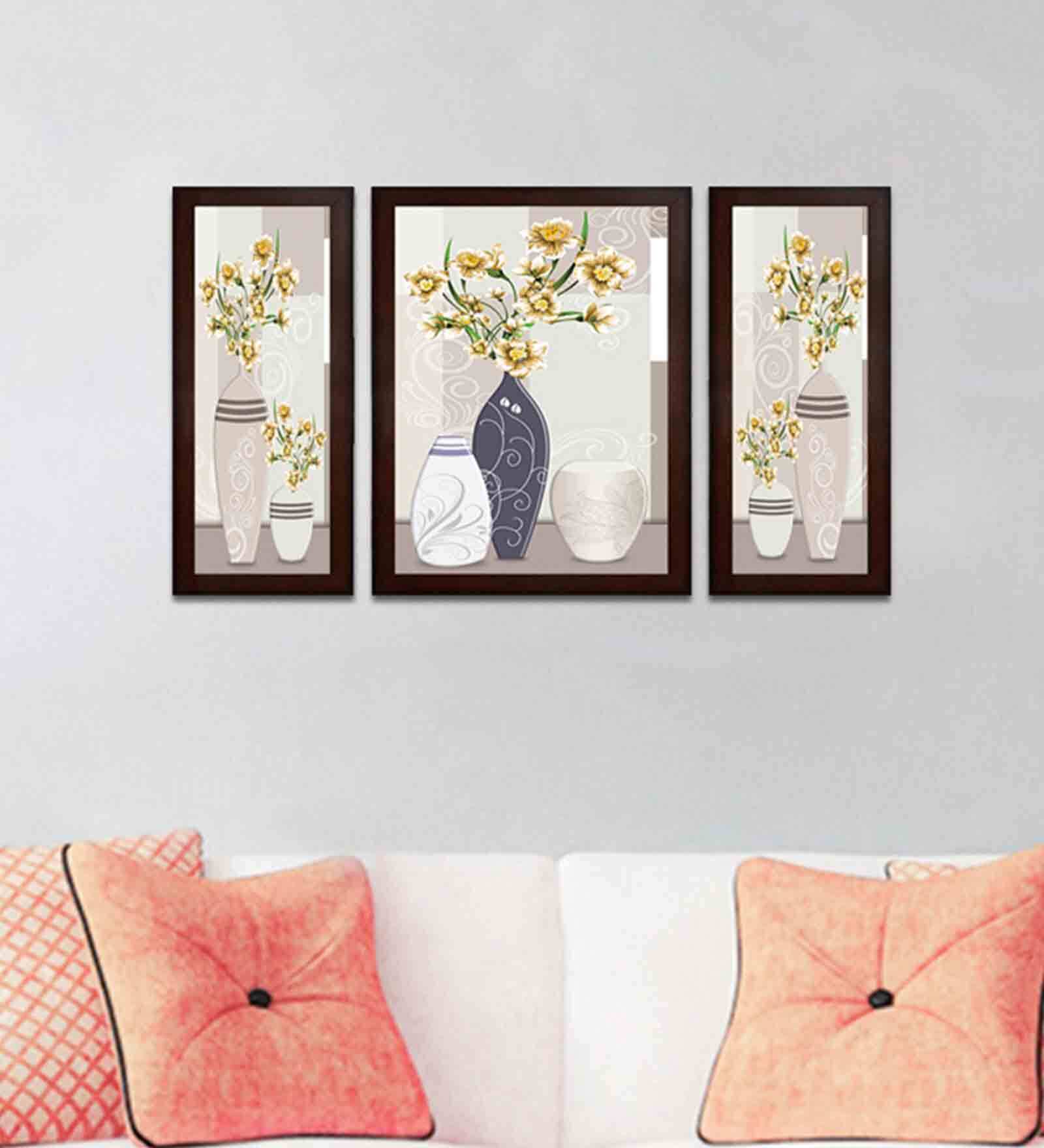 Buy Multicolour MDF Flowers With Pot Wall Painting at 30% OFF by Wens ...