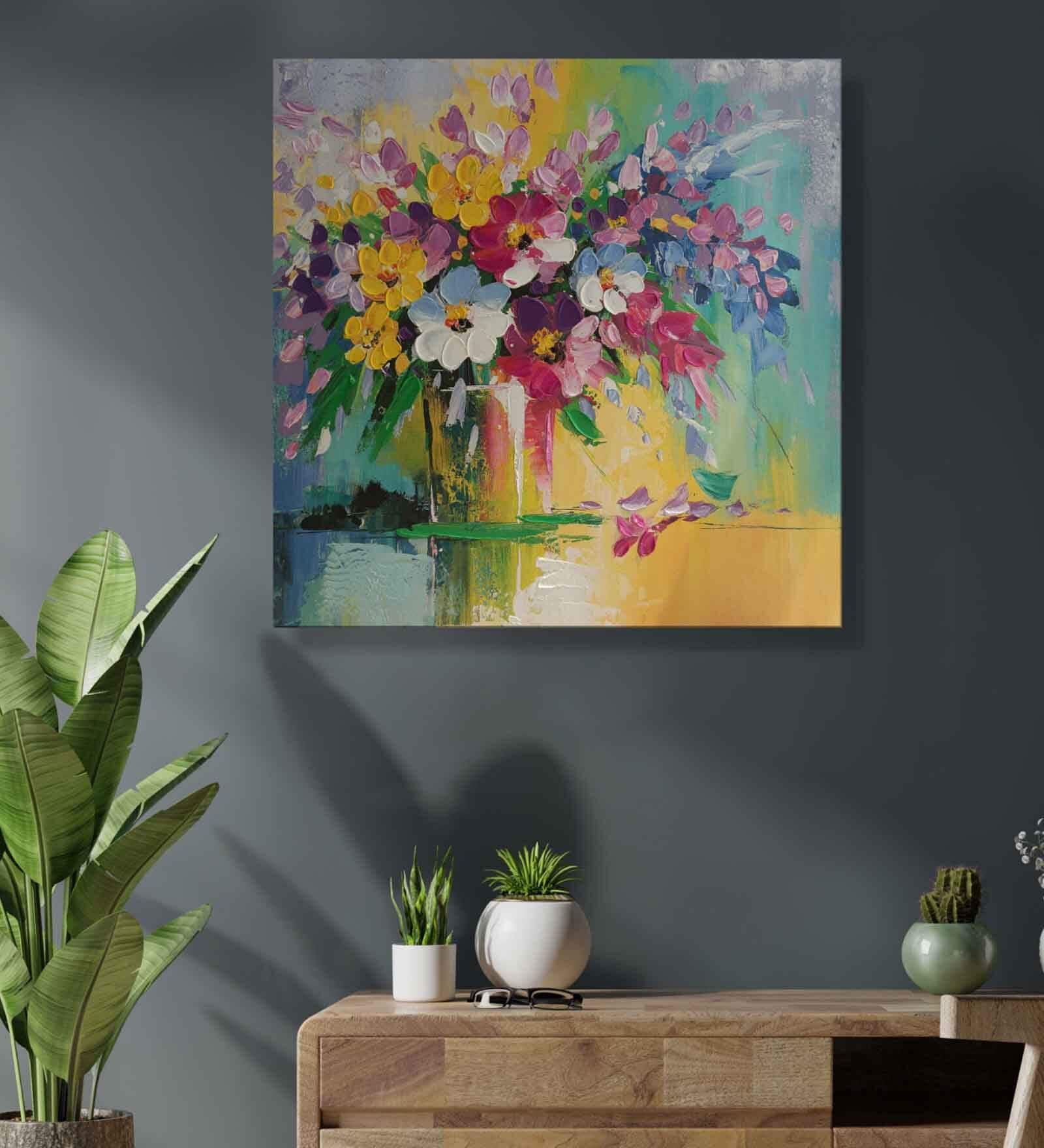 Buy Multicolour Multicoloured Floral Wall Embossed For Home Decor ...