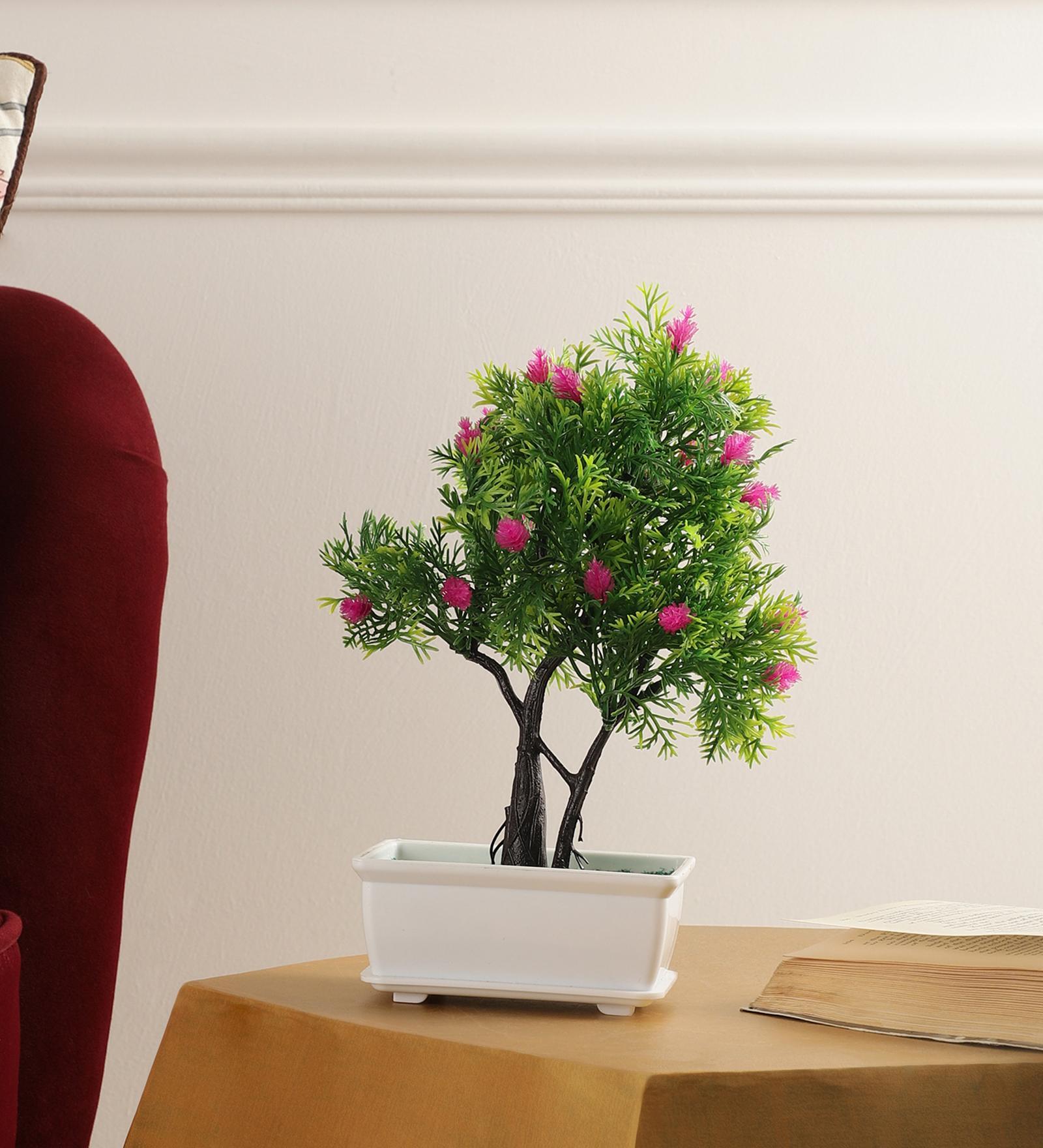 Buy Green & Pink Plastic & Polyester Artificial Plant With Pot by ...