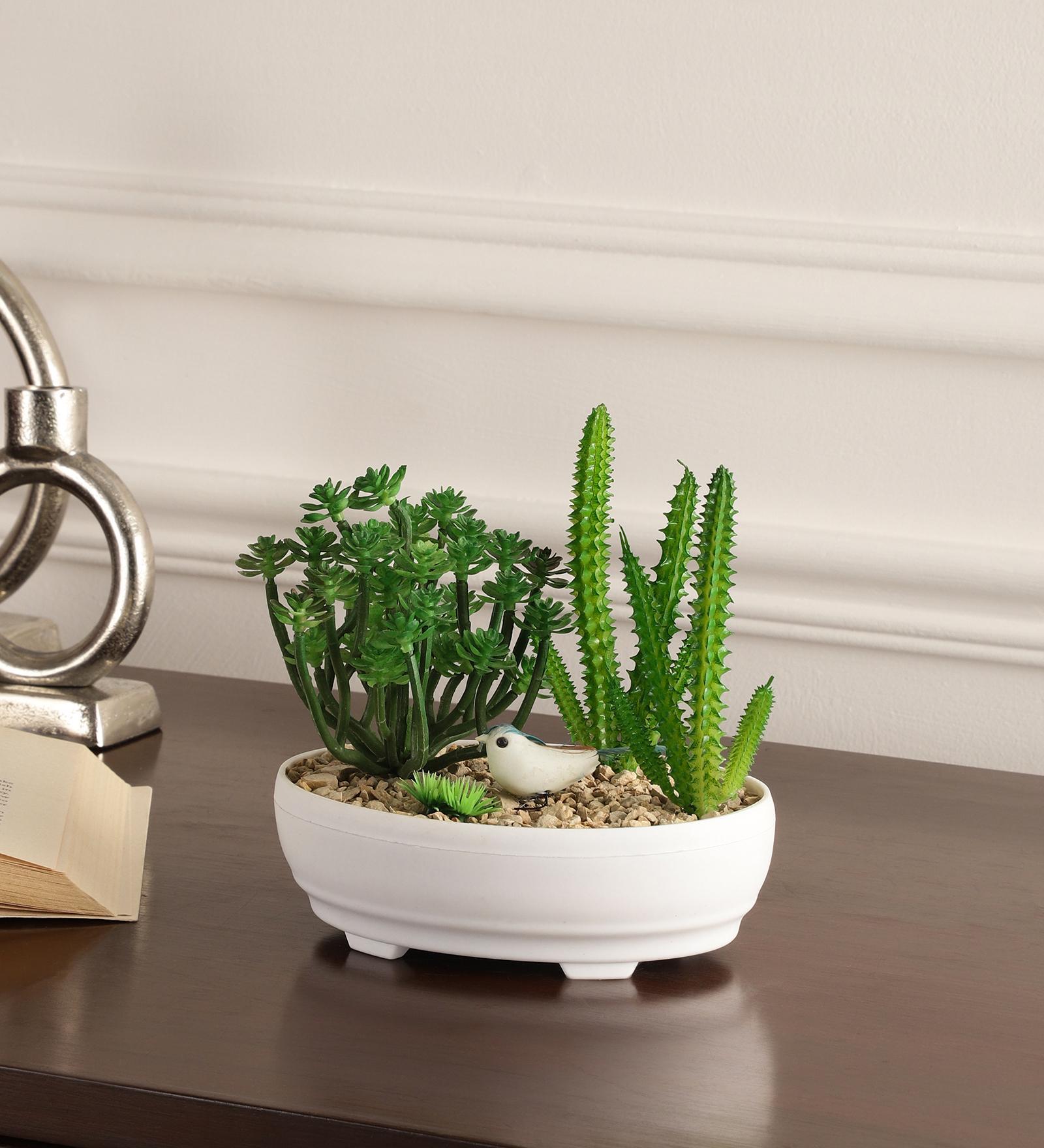 Buy Green Plastic & Polyester Artificial Plant With Pot by Foliyaj at 6 ...