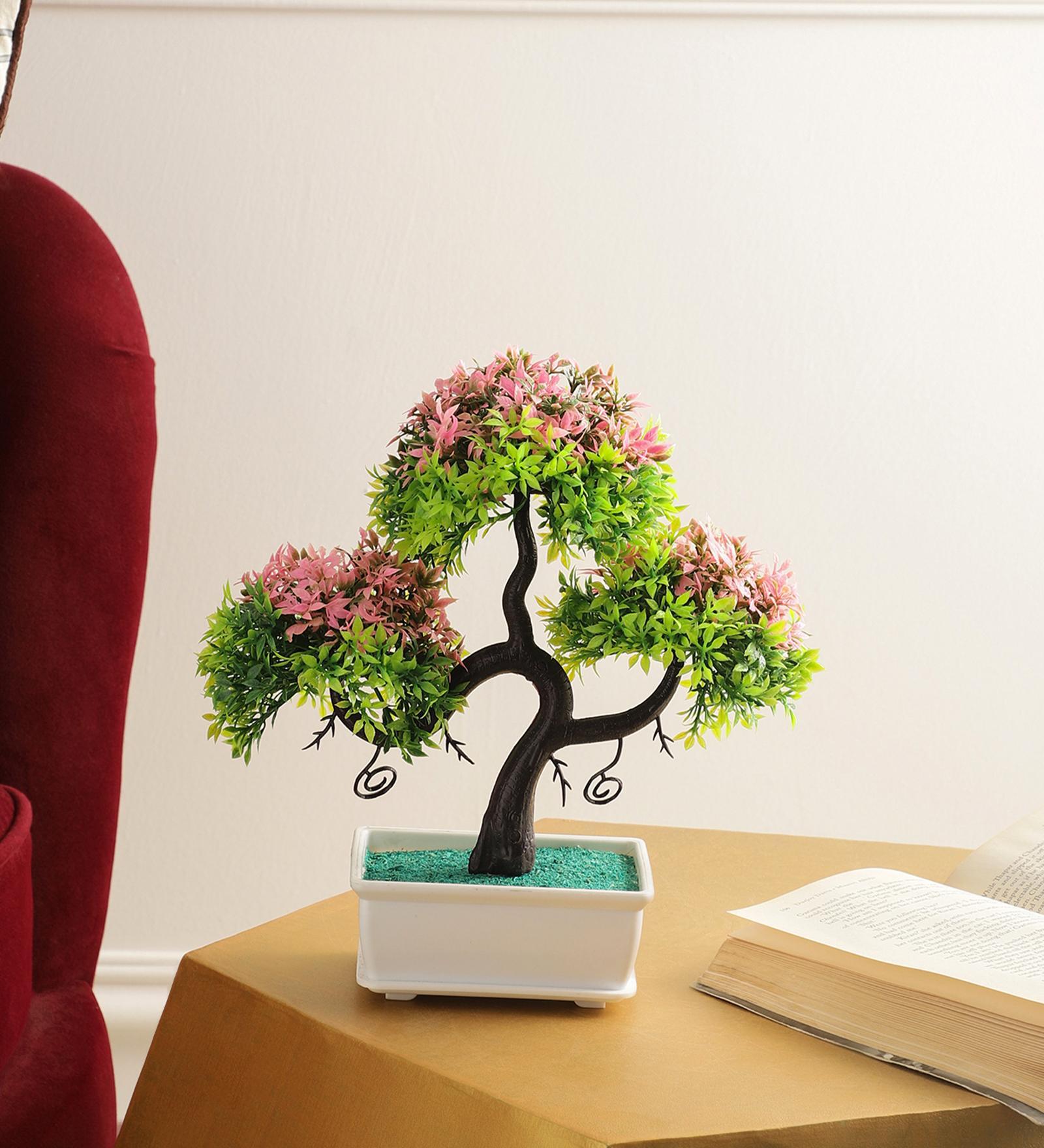 Buy Green & Pink Plastic & Polyester Artificial Plant With Pot by ...