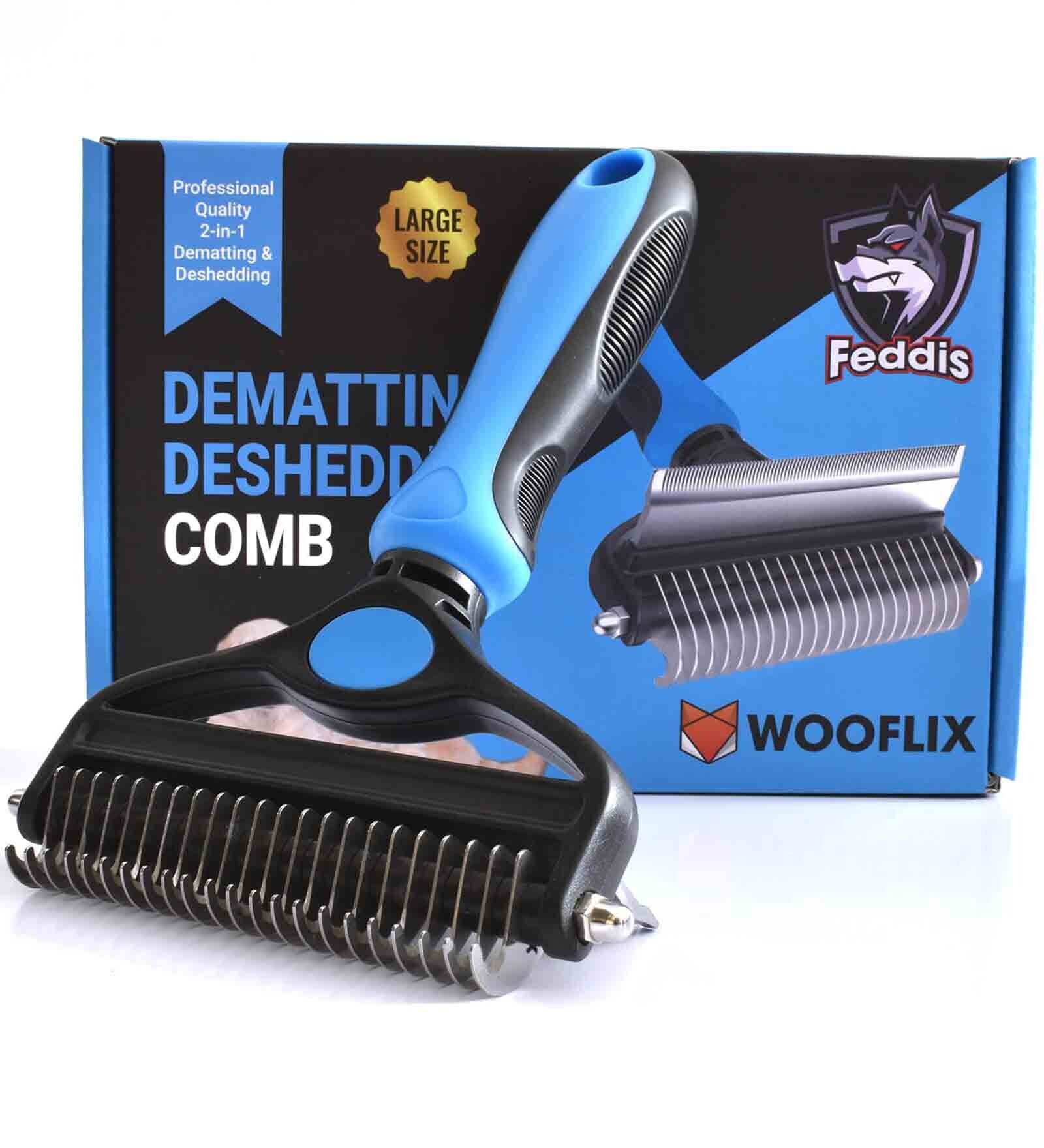 Buy Abby- Large Blue & Black Plastic Deshedding & Dematting Pet Brush ...