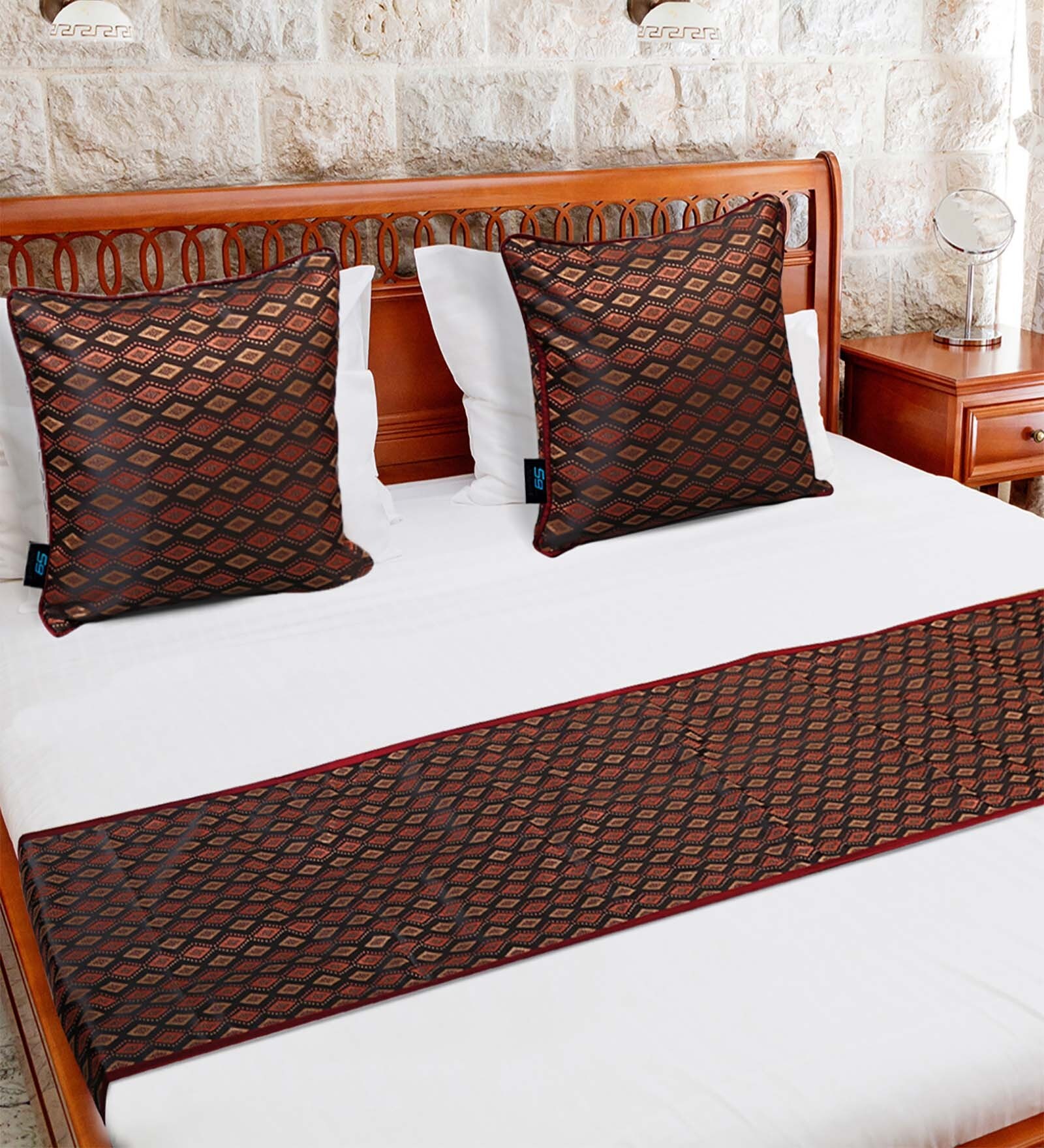 Buy Polyester Bed Runner with 2 Cushion Covers by S9Home at 41% OFF by ...