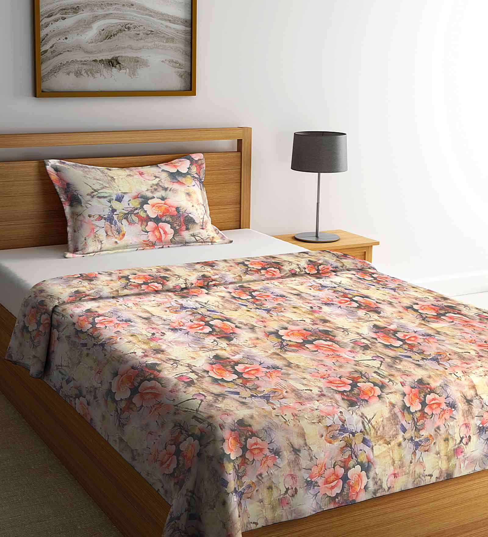 Buy Multicolour Printed Cotton Single Bed cover With Pillow Cover at 79 ...