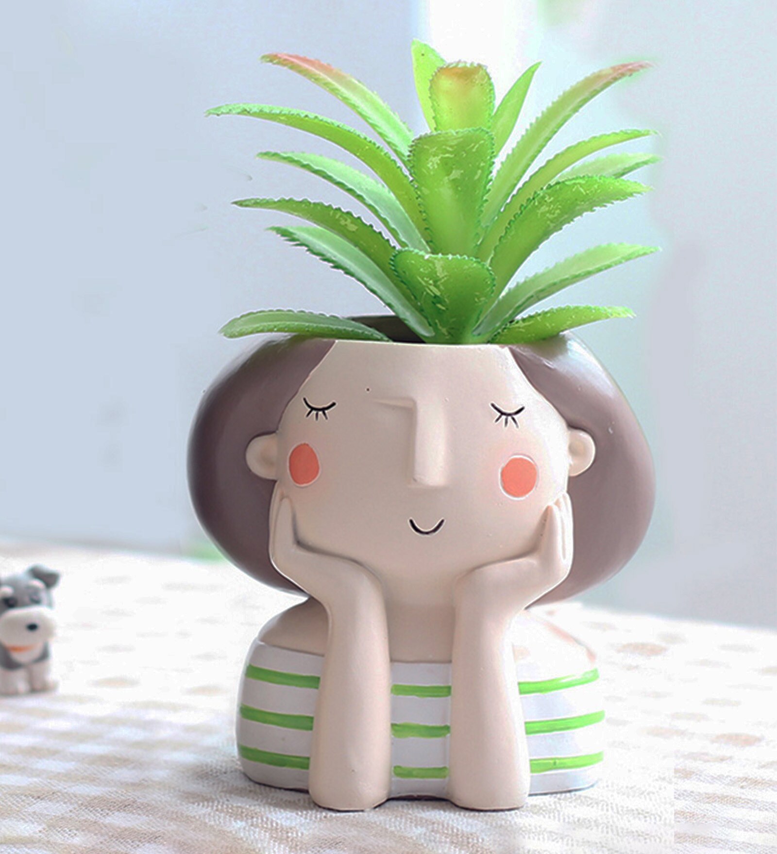 Buy Multicolour Resin Day Dreaming Girl Succulent Pot By myBageecha at ...