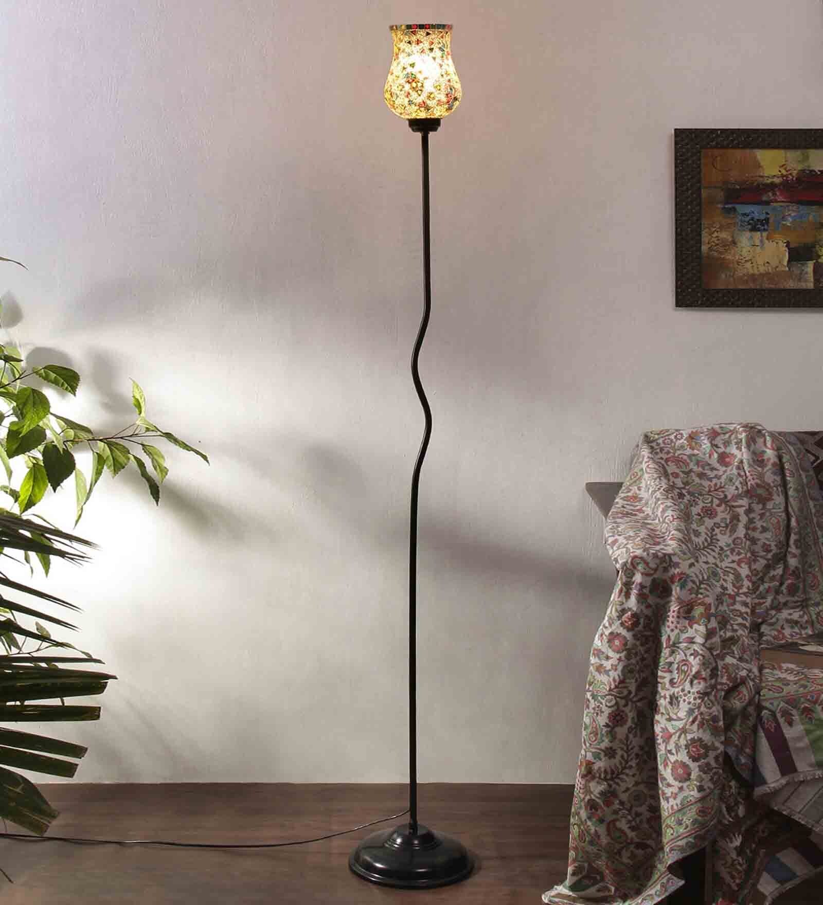 Buy Multicolour Glass Shade Club Floor Lamp With Iron Base at 53% OFF ...