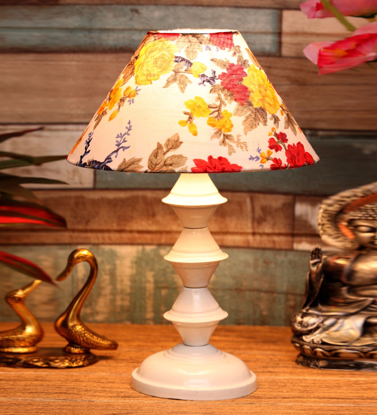 Buy Multicolour Shade Table Lamp With Metal Base By Foziq at 53% OFF by ...