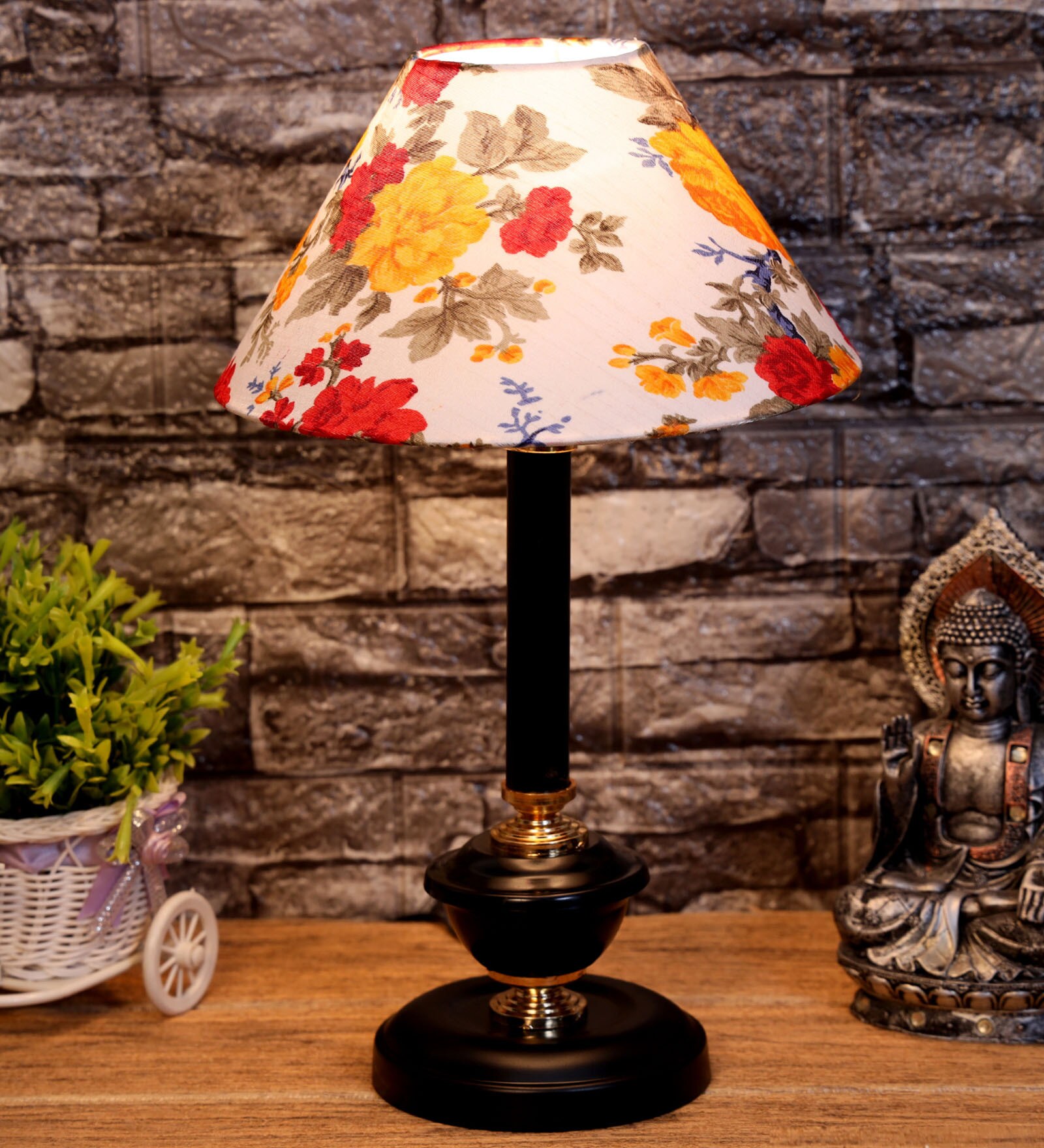 Buy Multicolour Shade Table Lamp With Metal Base By Foziq at 56% OFF by ...