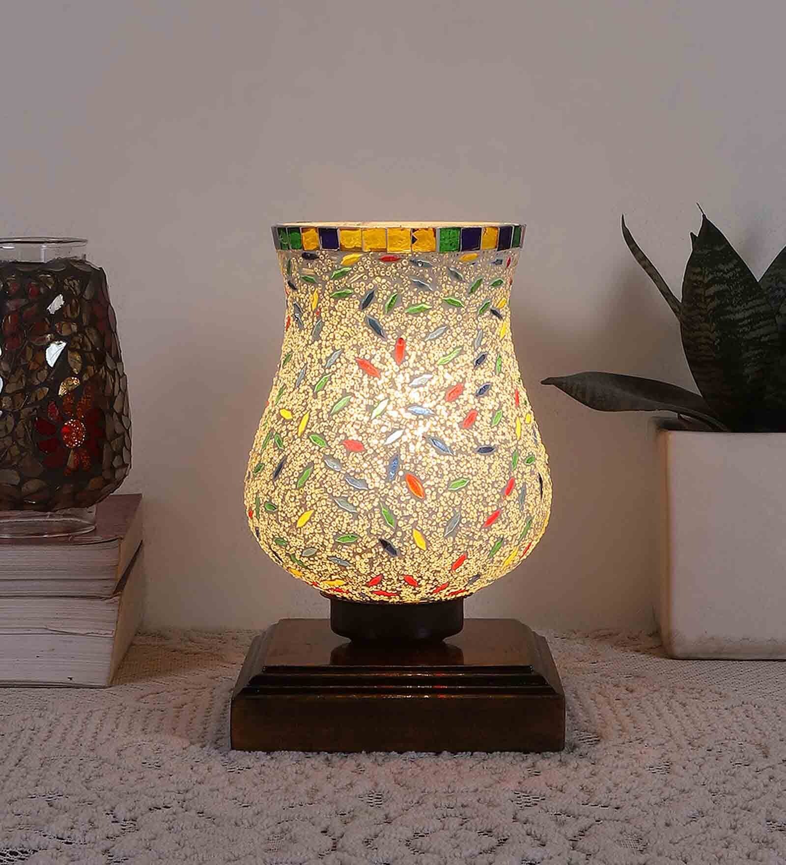 Buy Multicolour Shade Table Lamp With Wood Base By New Era at 53% OFF ...