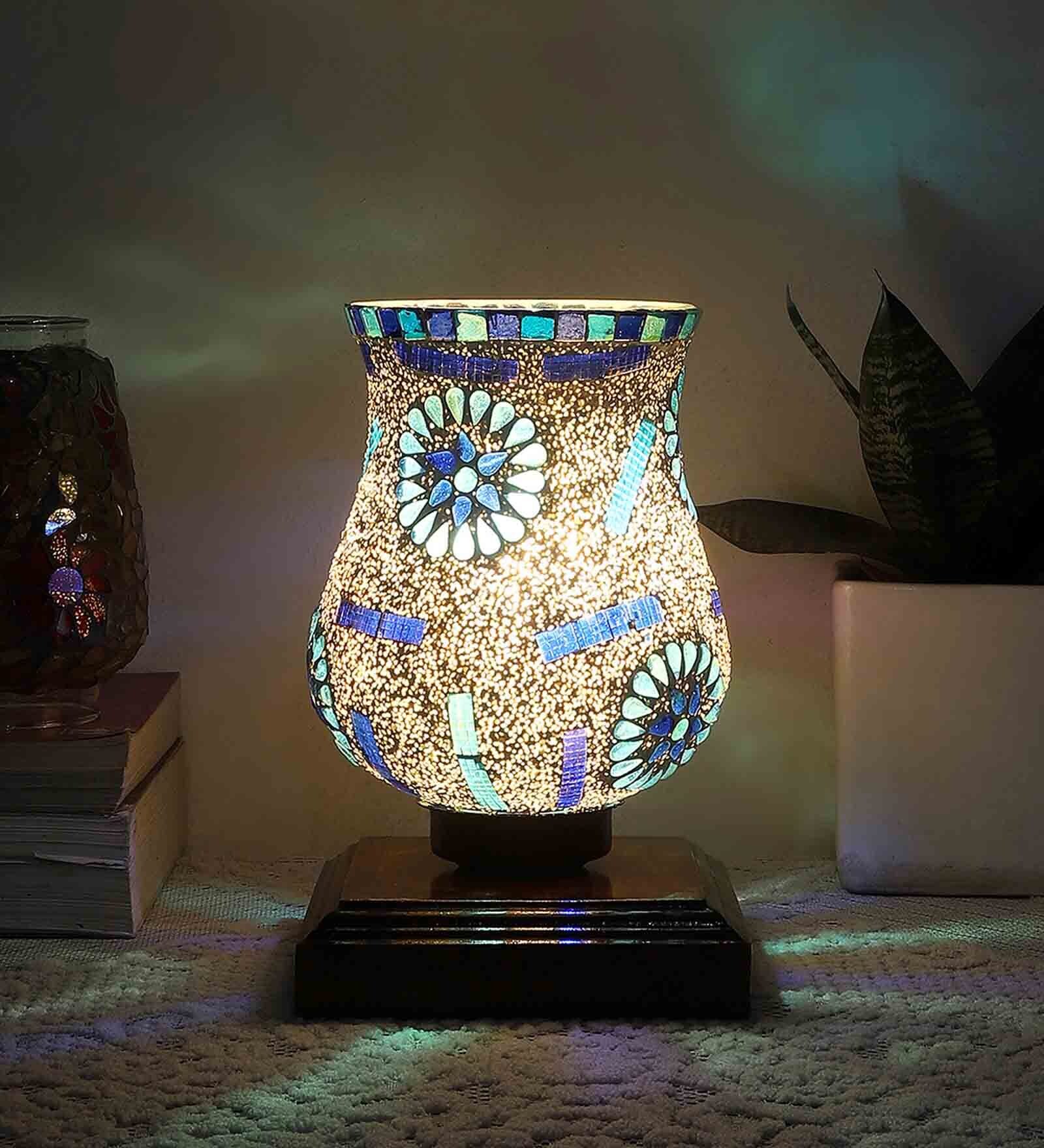 Buy Multicolour Shade Table Lamp With Wood Base at 62% OFF by New Era ...