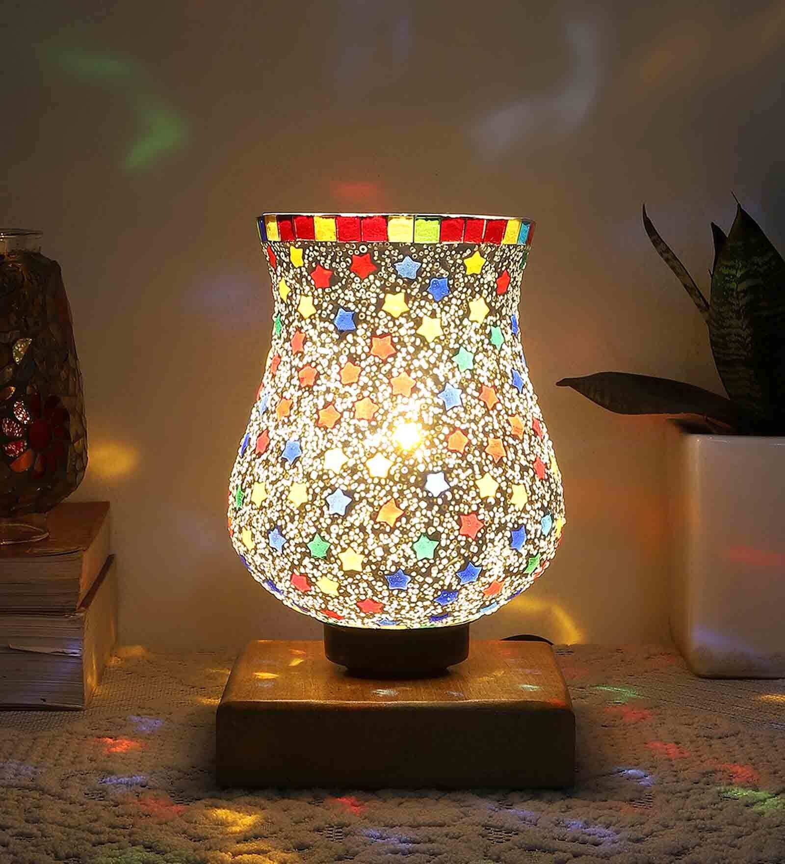 Buy Multicolour Shade Table Lamp With Wood Base By New Era at 53% OFF ...