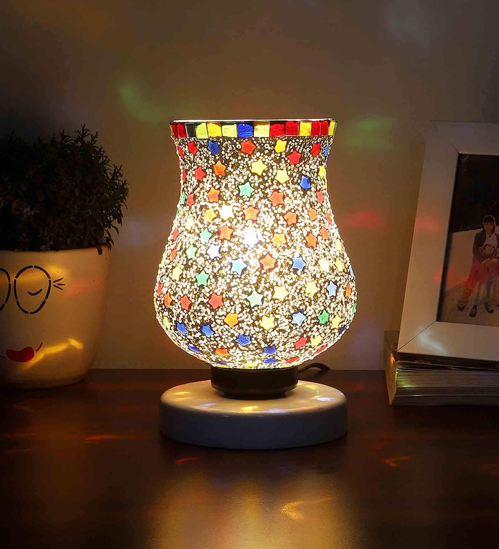 Buy Multicolour Shade Table Lamp With Wood Base By New Era at 20% OFF ...