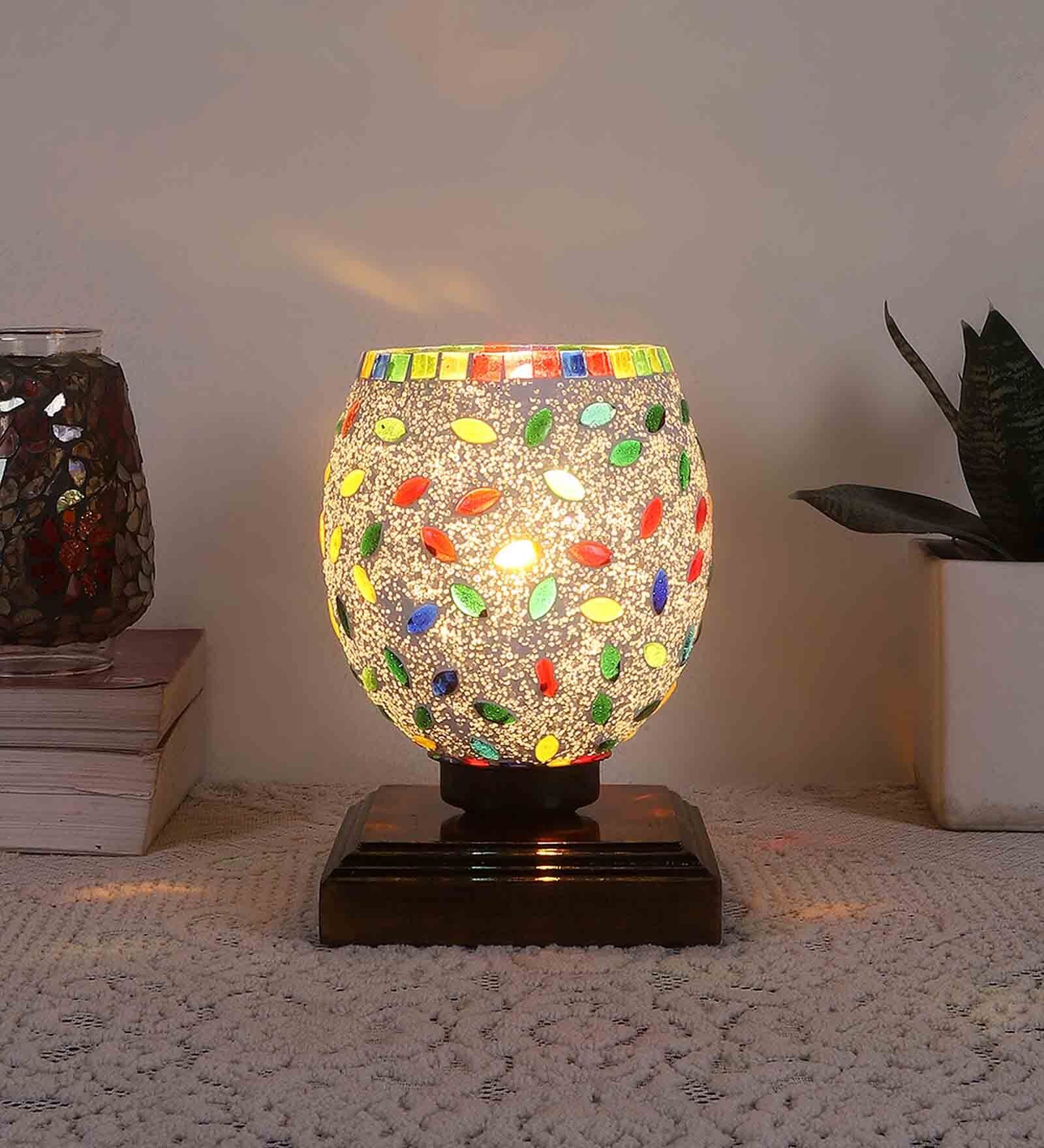 Buy Multicolour Shade Table Lamp With Wood Base By New Era at 54% OFF ...