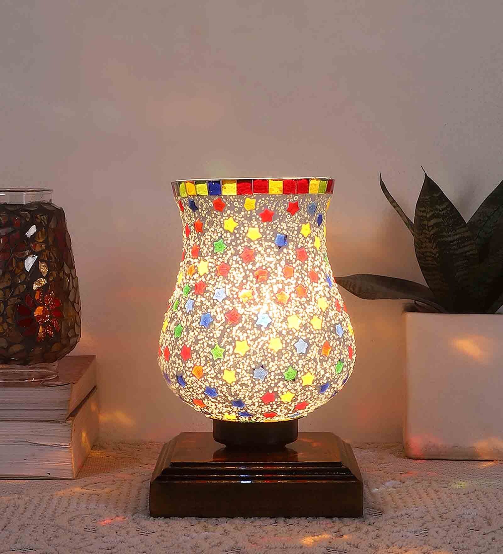 Buy Multicolour Shade Table Lamp With Wood Base By New Era at 53% OFF ...