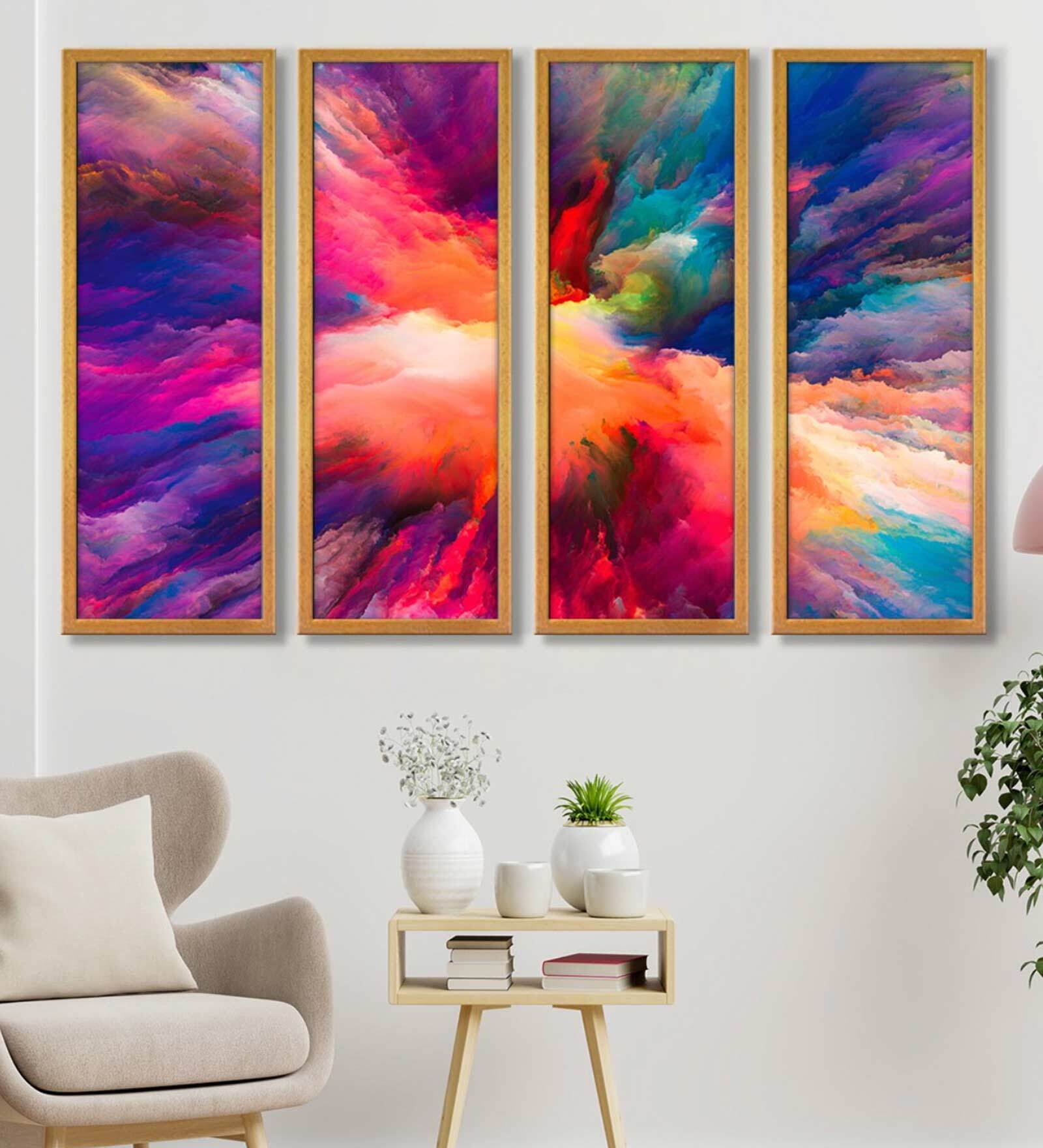 Buy Sky Multicolour Canvas Framed Landscape Art Panel Set of 4 at 25% ...