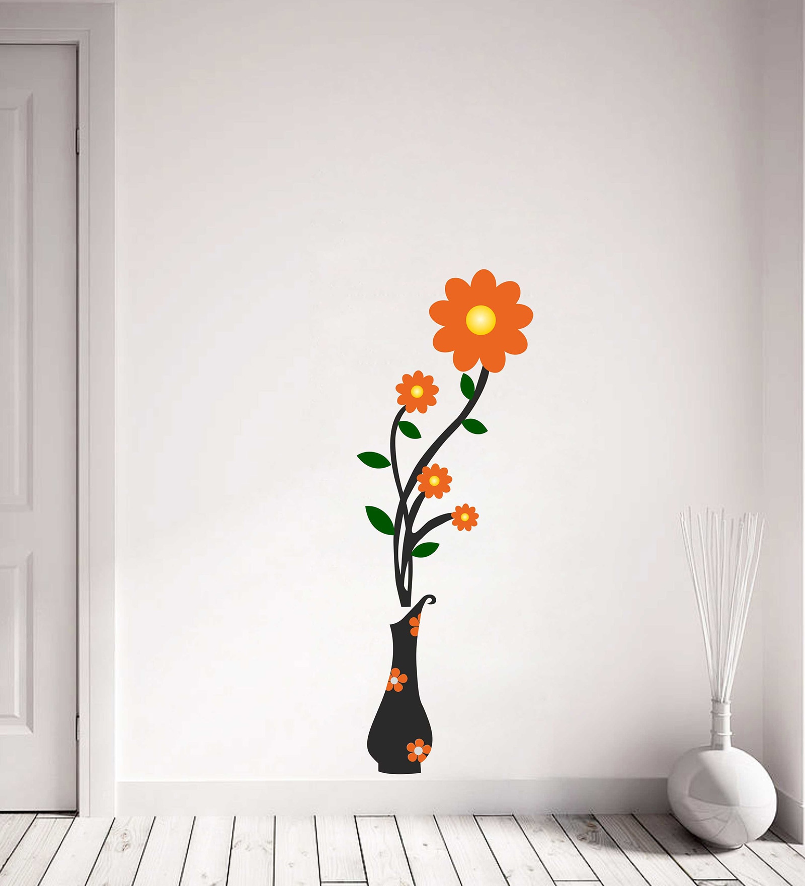 Buy Multicolour Vinyl Beautifull Flower Pot Wall Sticker By Wall ...