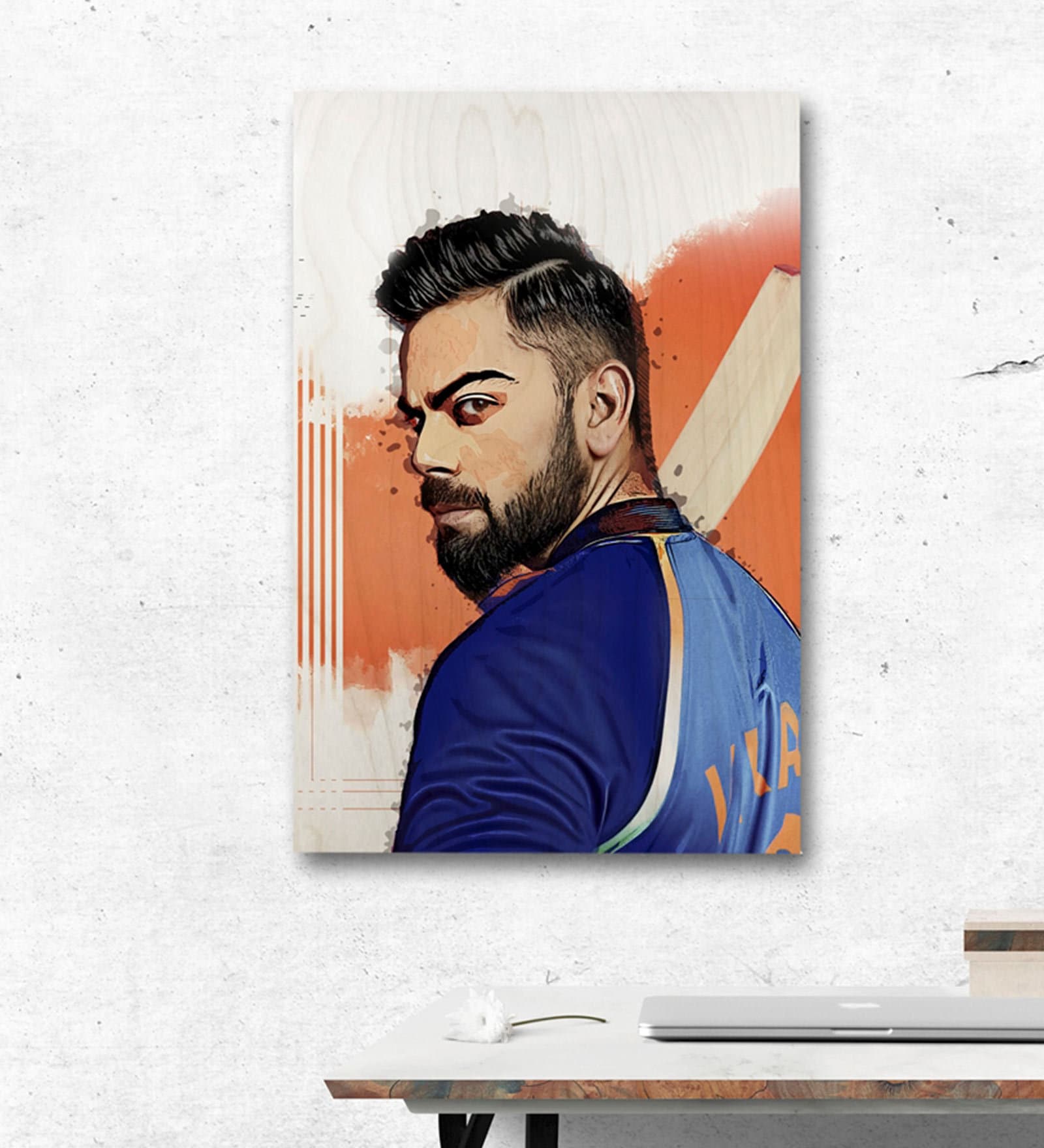 Buy Multicolour Virat Kohli Wood Print By Chitrachaya Online - Sport ...