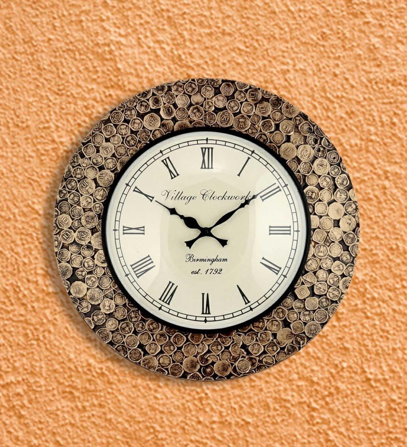 Buy Multicolour Wood 18 x 5 x 18 Inch Vintage Coin Wall Clock by ...
