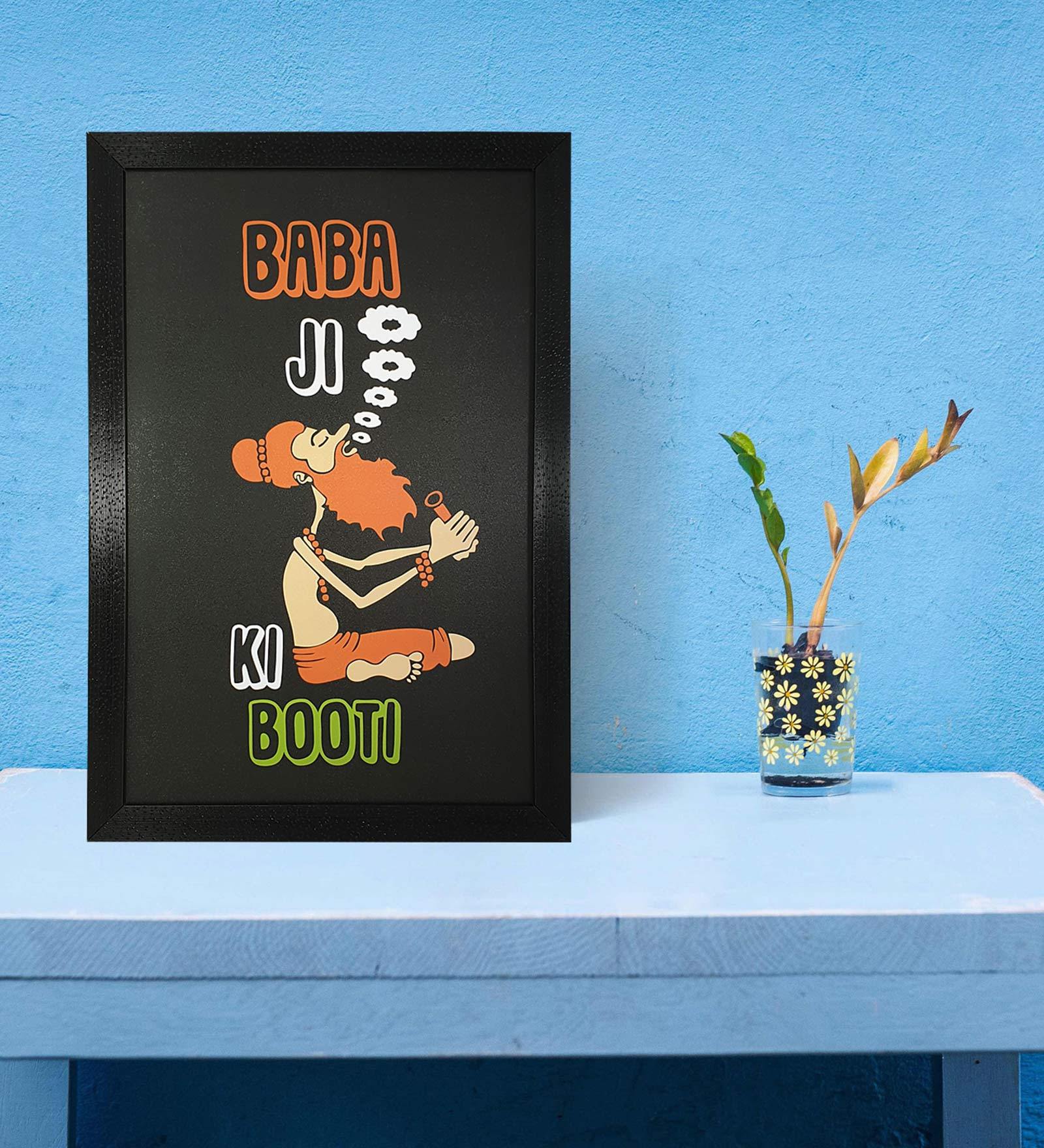 Buy Multicolour Wood Babaji Ki Booti Quote Framed Poster By Gallery99 ...