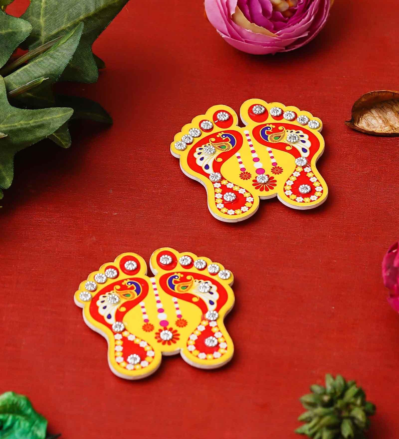 Buy Yellow & Orange Wood Stickers for Home Office Puja Ghar (Pack of 2 ...