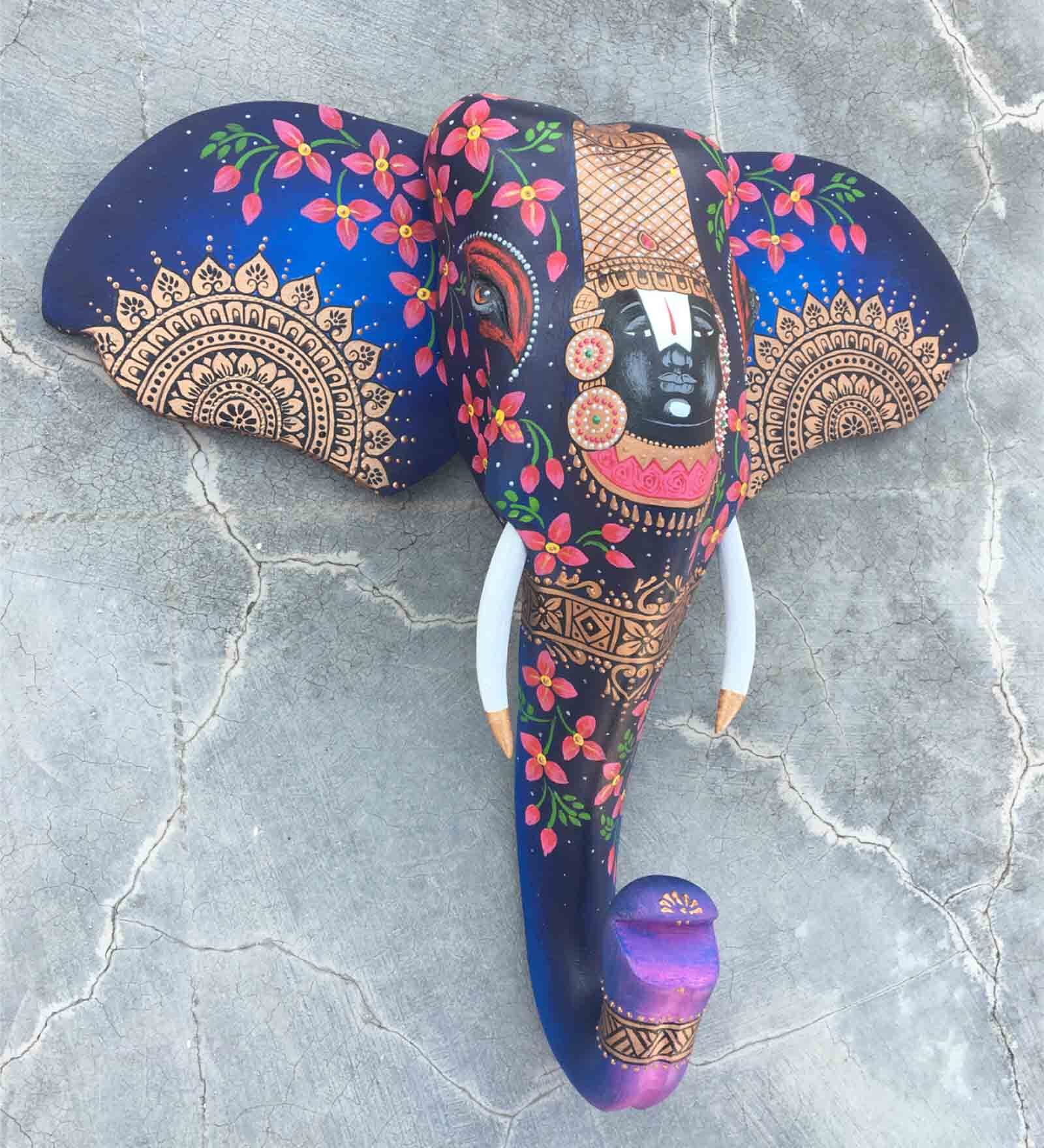 Buy Multicolour Handmade & Handpainted Wooden Blue Balaji Wooden ...