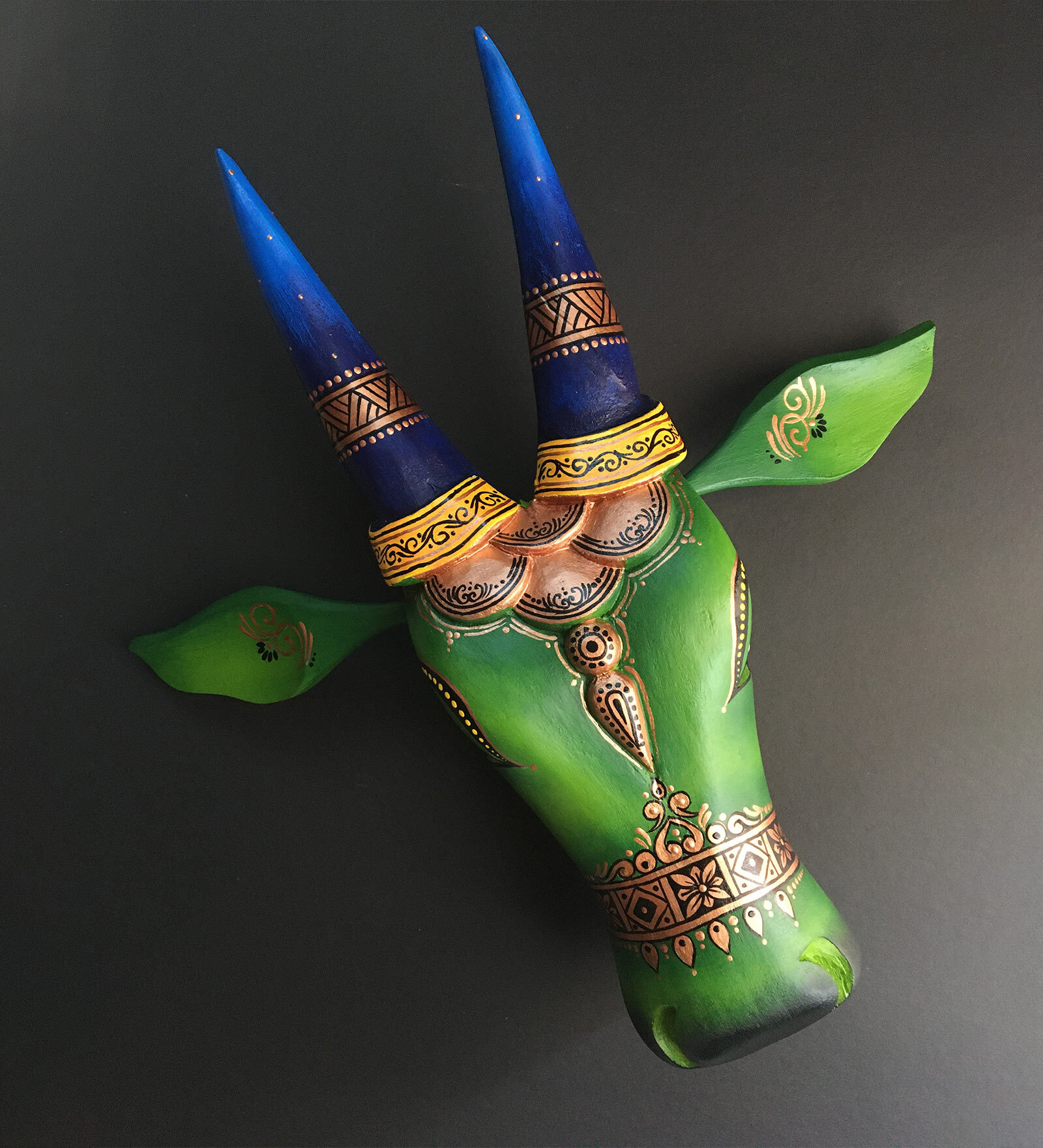 Buy Multicolour Handmade & Handpainted Wooden Cow Head By ...