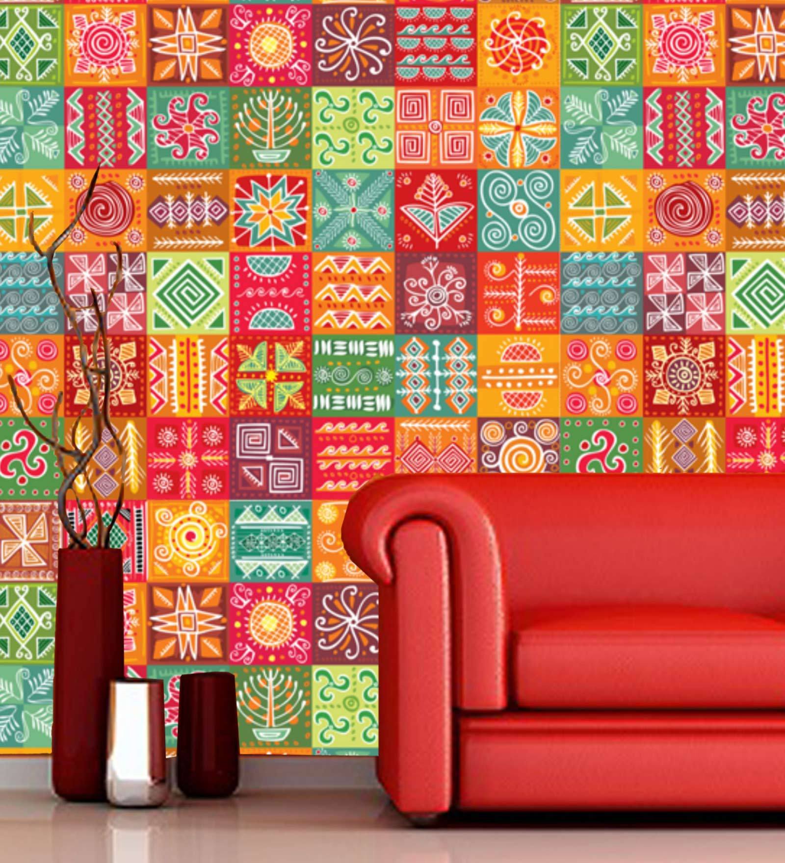 Buy Multicolour Wooden Texture Vinyl 2X5 Feet Self-Adhesive Wallpaper ...