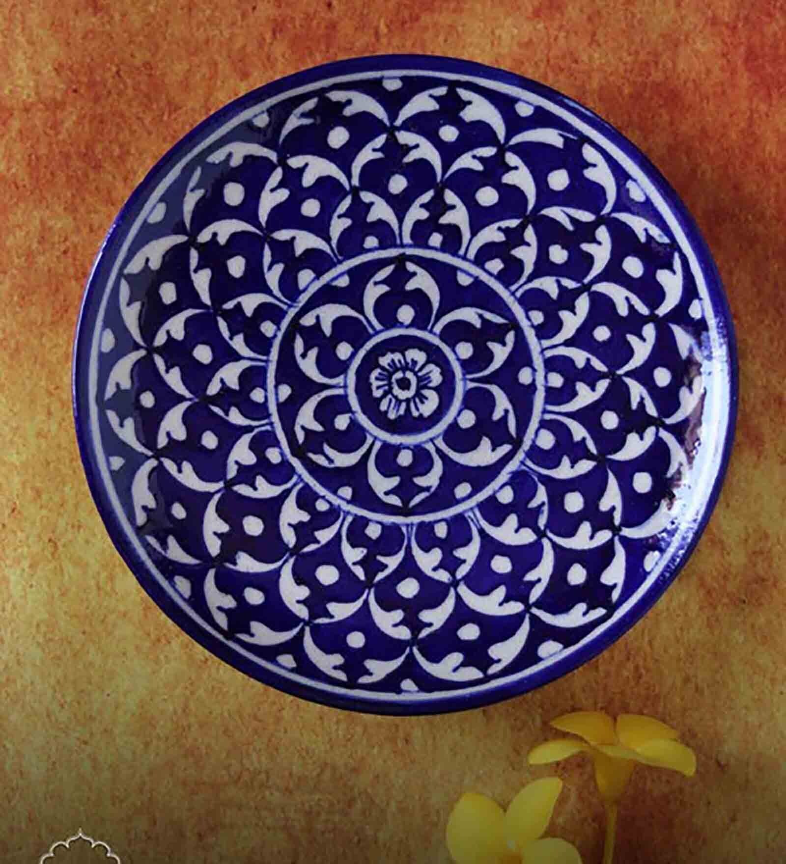 Buy Blue And Skyline White Blue Pottery Ceramic Wall Plate at 40% OFF ...