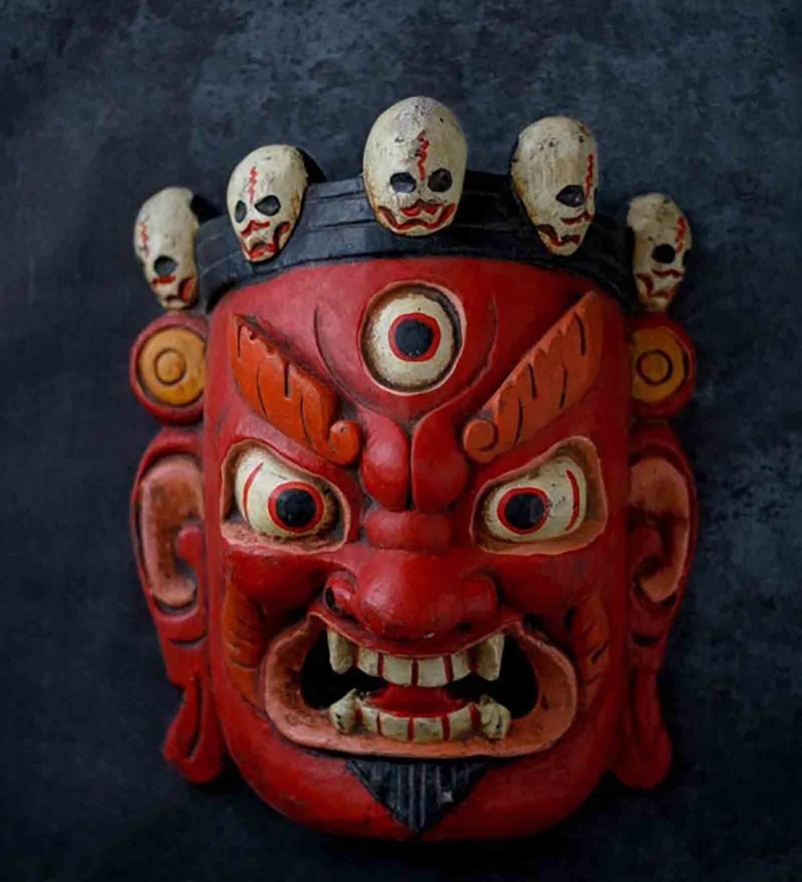 Buy Multicoloured Wooden Himalayan Wall Mask By Yellow Verandah at 10% ...