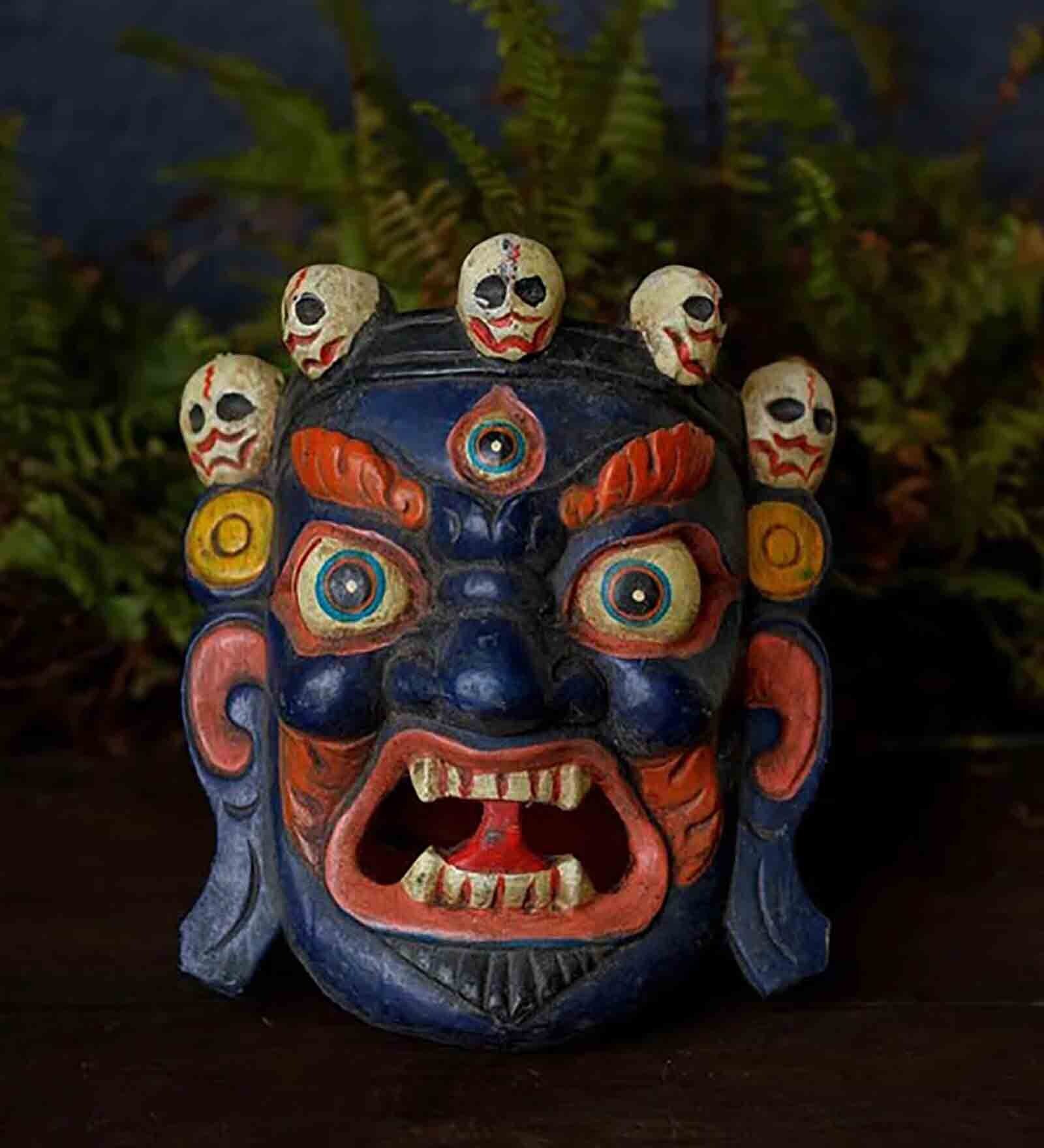 Buy Multicoloured Wooden Vixen Himalayan Wall Mask at 30% OFF by Yellow ...
