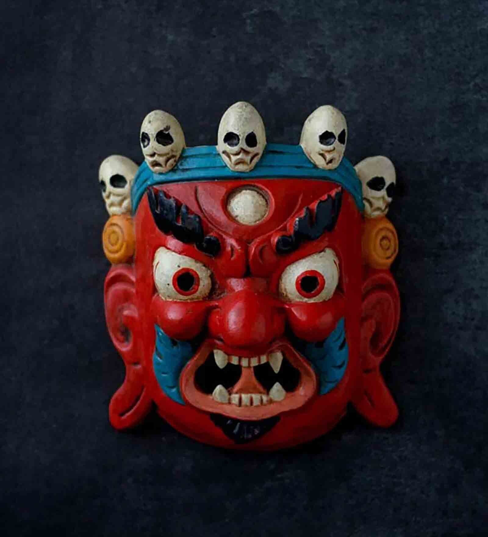 Buy Multicoloured Wooden Himalayan Wall Mask By Yellow Verandah at 20% ...