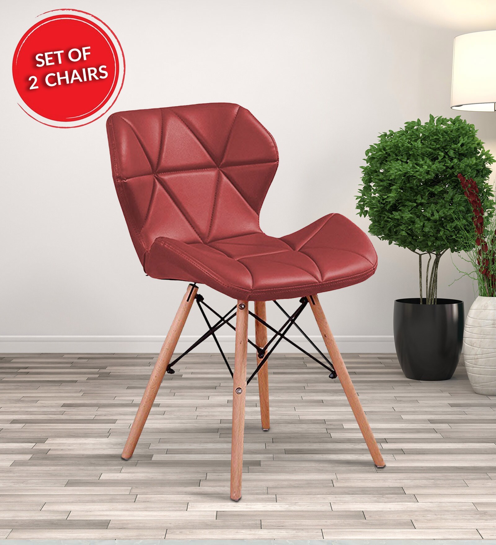 Buy Multipurpose Iconic Chair in Maroon Colour (Set of 2) at 15% OFF by ...