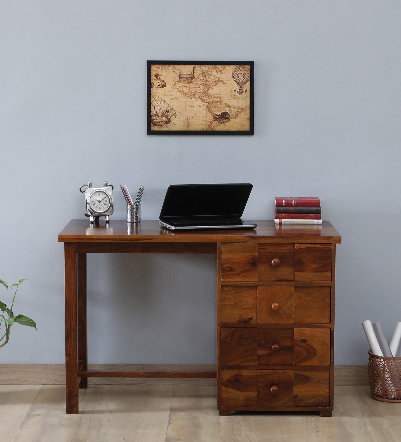 Buy Muse Sheesham Wood Study Table in Natural Brown Colour at 19% OFF ...