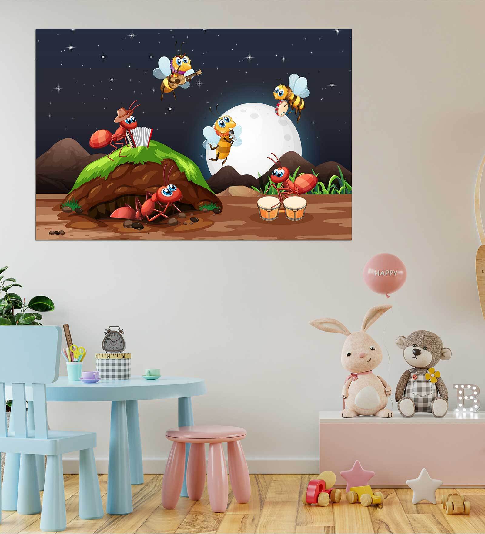 Buy Musician Ants And Bees Self Adhesive Wall Poster for Home Decor ...