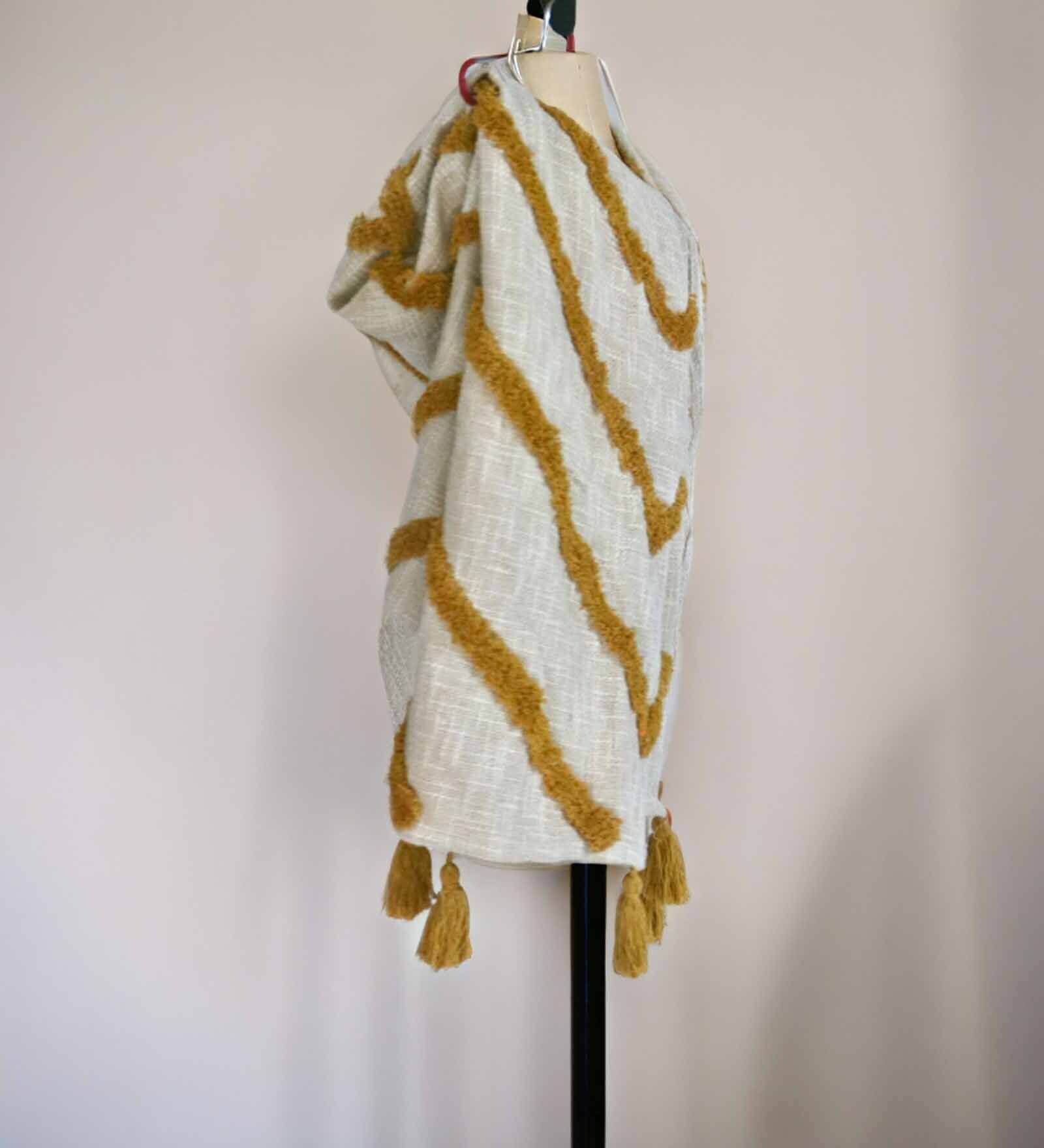 Buy Mustard Cotton Textured 63x53 inches Sofa Throw with Tassel at 39% ...