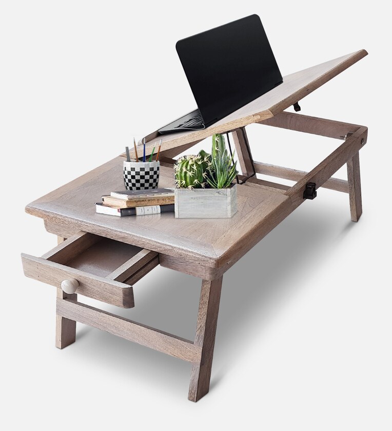 Buy Solid Wood Portable Table in White Finish by Badiwal Interio Online ...