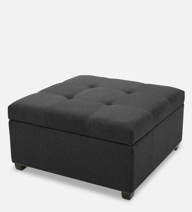 Buy Mubila Fabric Ottoman in Charcoal Grey Colour With Storage by ...