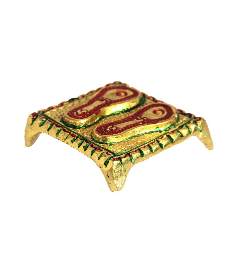 Buy Multicolor Aluminium Charan Paduka On A Metal Base Idol By ...