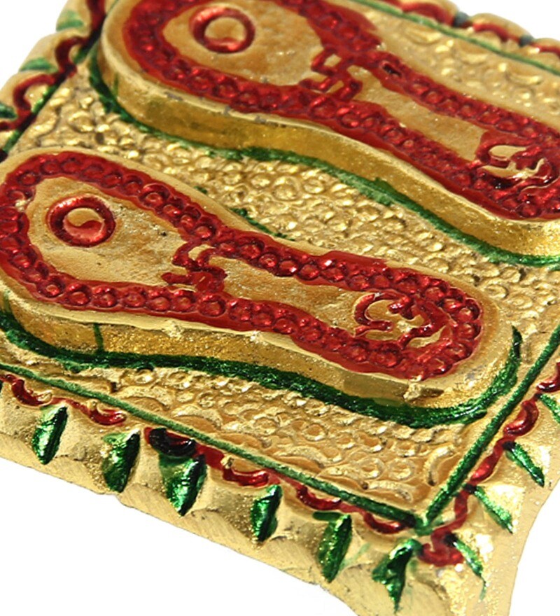 Buy Multicolor Aluminium Charan Paduka On A Metal Base Idol By ...