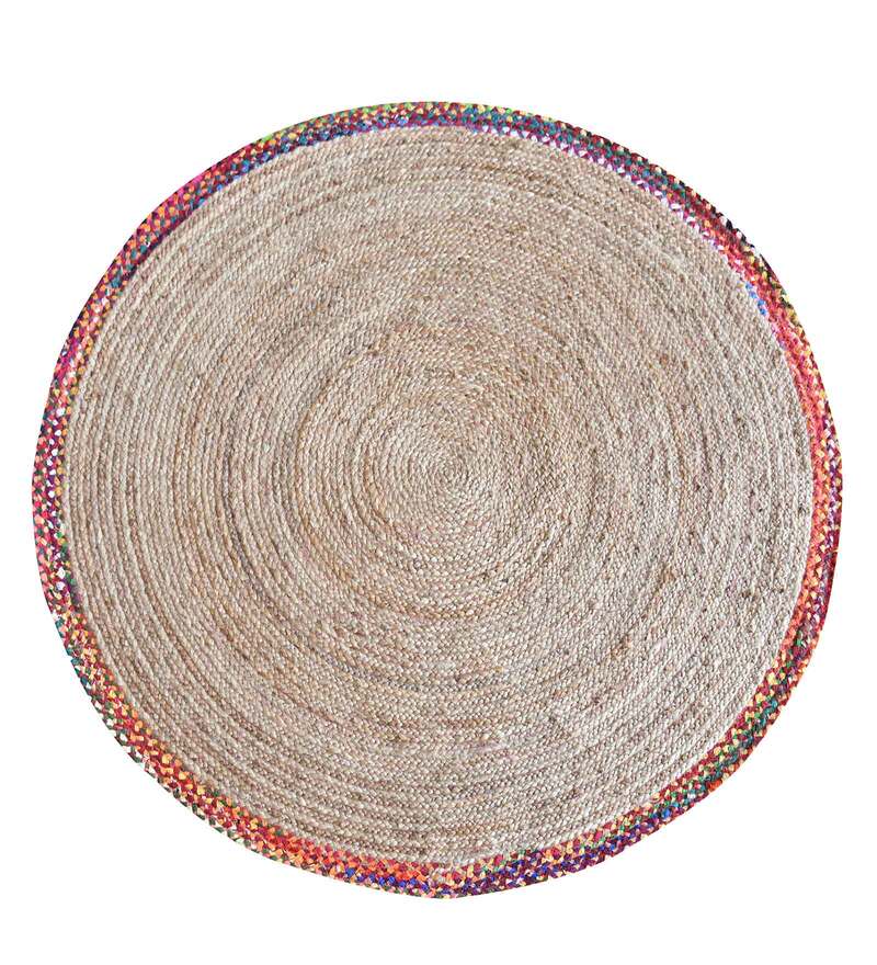 Buy Beige Abstract Hemp 8 ft x 8 ft Hand Tufted Round Carpet by The Rug ...