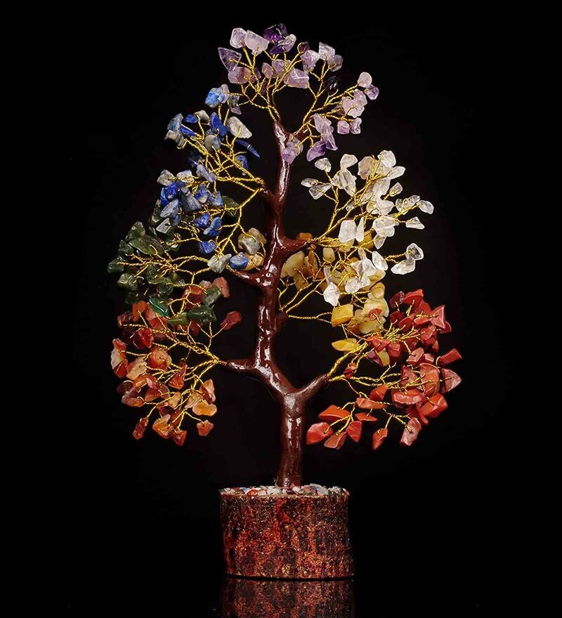 Buy Multicolor Quartz Stone Fortune Crystal Tree Showpiece by Muren ...